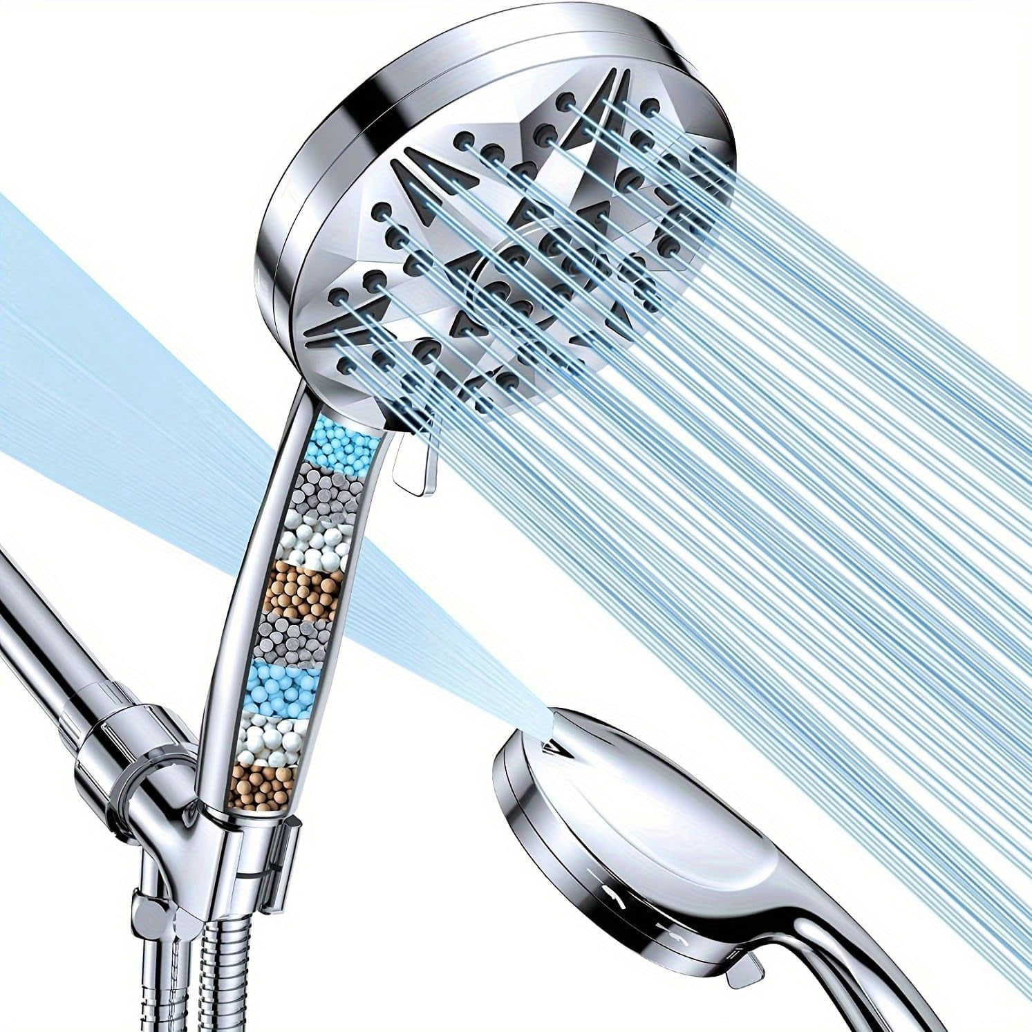 TRAHOO-high pressure handheld shower head, 10 speed spray setting large ...