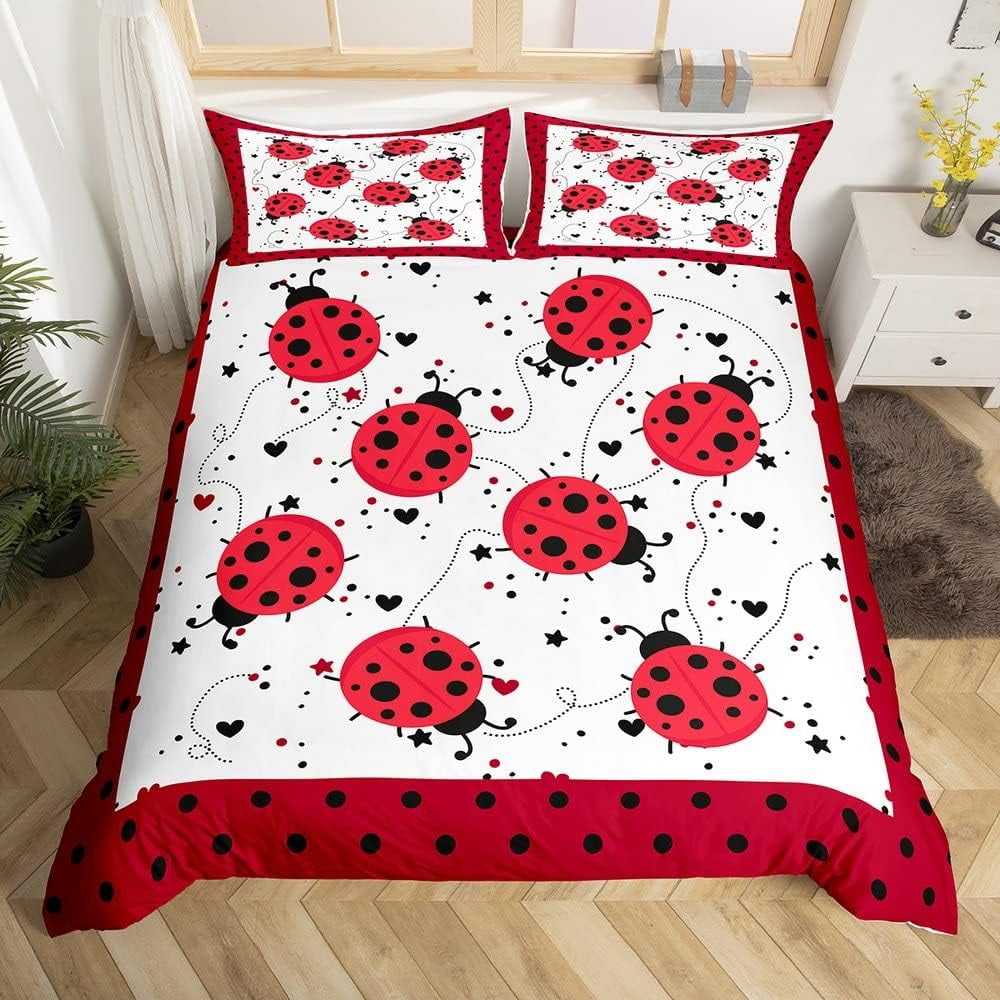 TRAHOO220*240cm-Red ladybug pattern children's bedding set ladybug ...