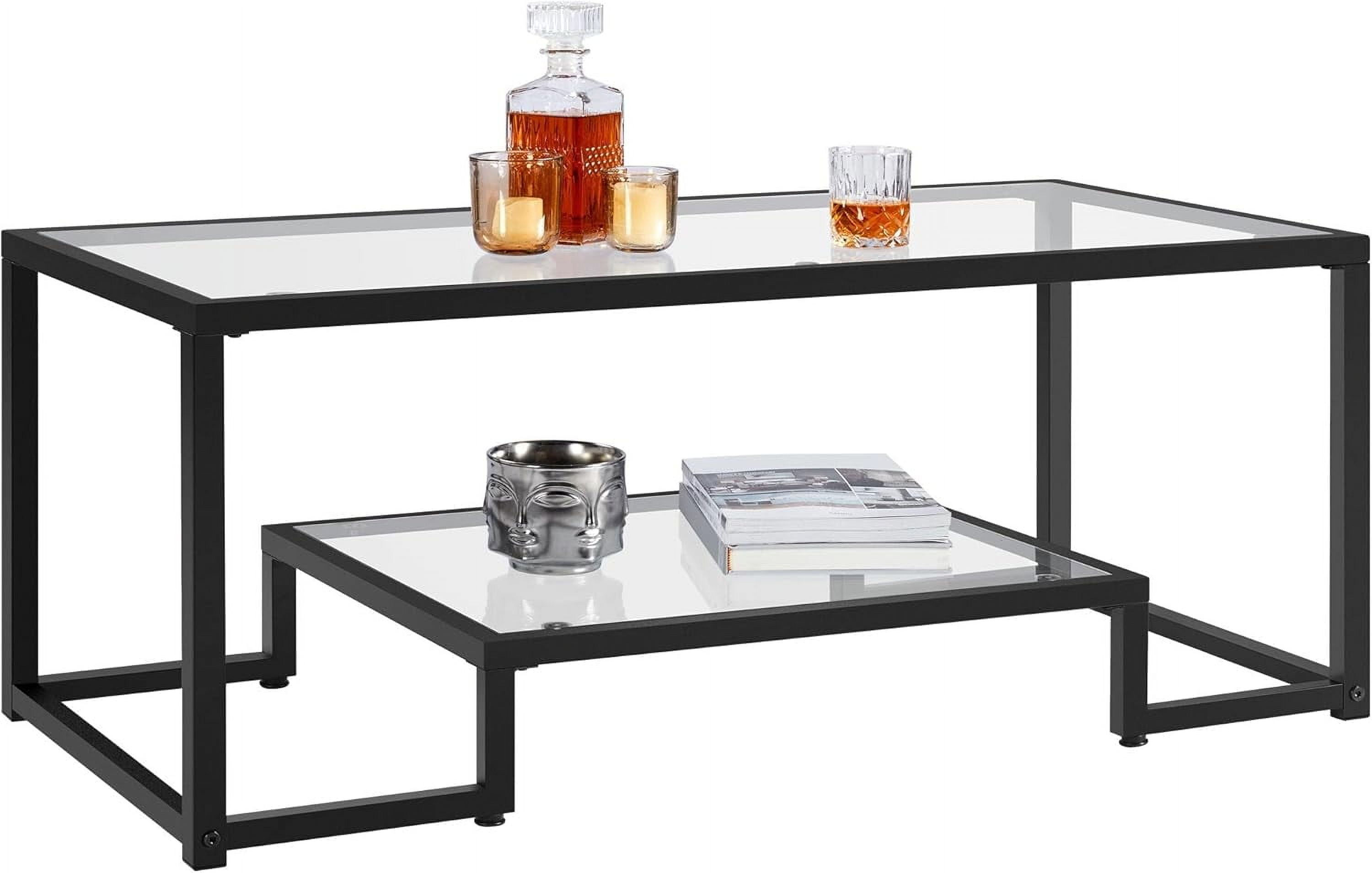 TRAILBLOOM Coffee Table, Tempered Glass Coffee Table, Modern Simple ...