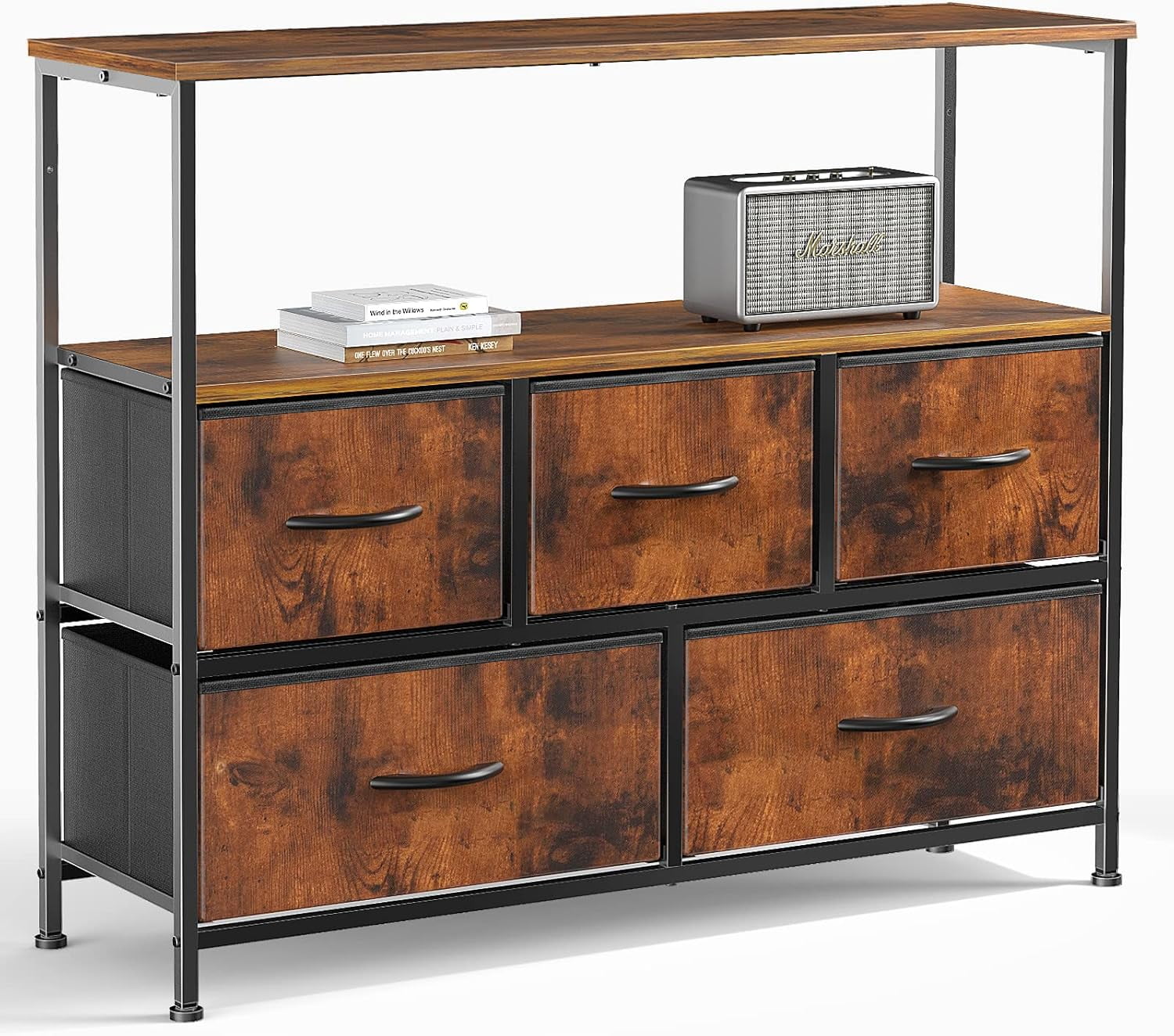 TRAILBLOOM Dresser with 5 Drawers, Wide Chest of Drawers, Storage ...