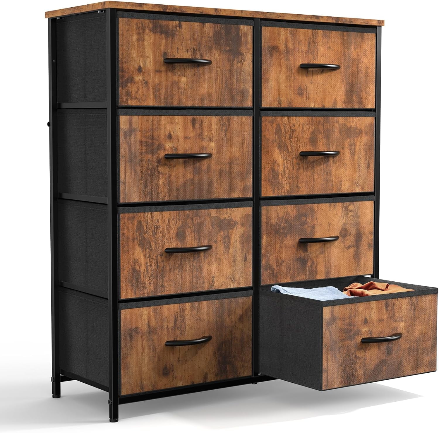 TRAILBLOOM Dresser for Bedroom with 8 Fabric Bins, Tall Storage Units ...