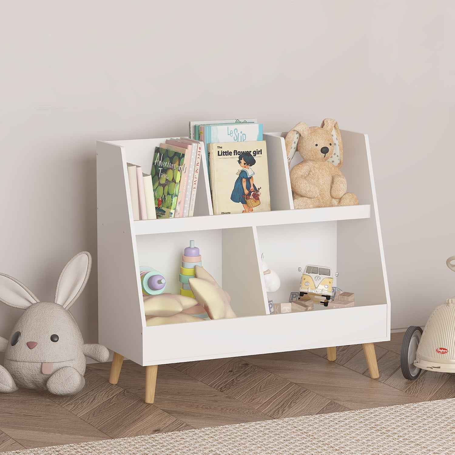 TRAILBLOOM Kids Bookshelf and Bookcase 5 Cubby Children Bookcase Books ...