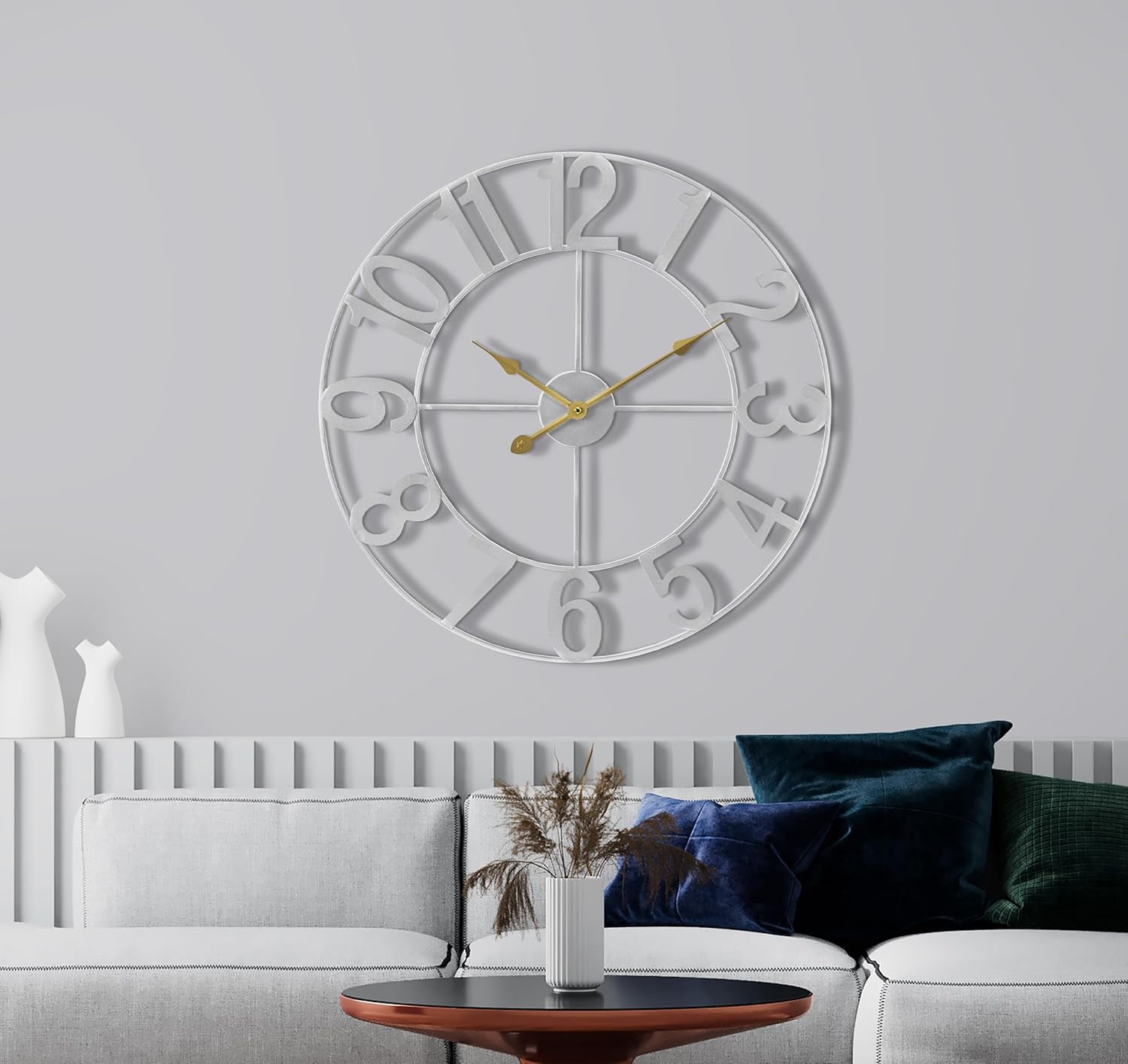 TRAILBLOOM Large Wall Clock for Living Room Decor – Easy to Hang 24 ...