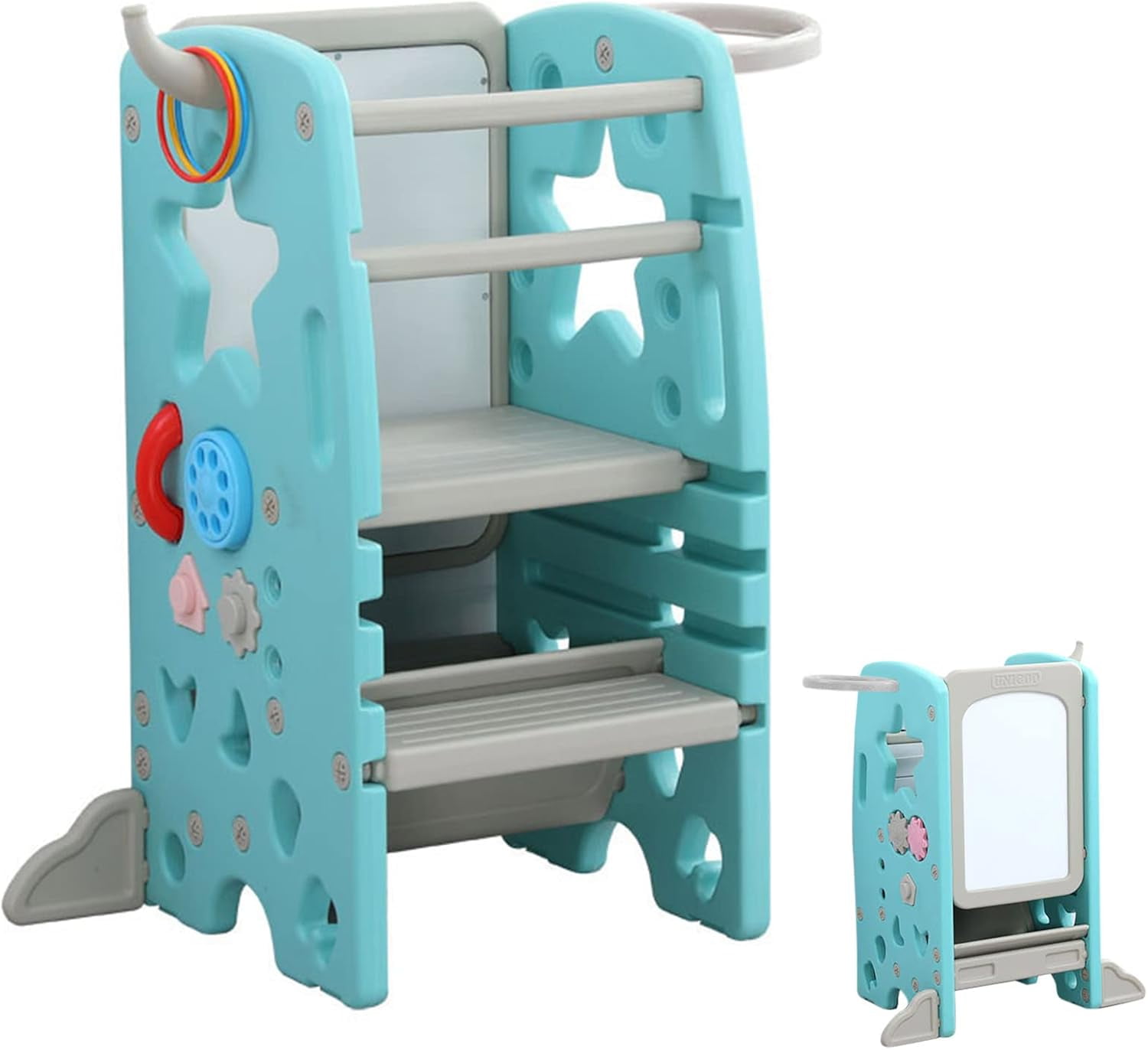 TRAILBLOOM Multifunctional Kids Step Stool with Double Safety Rails ...