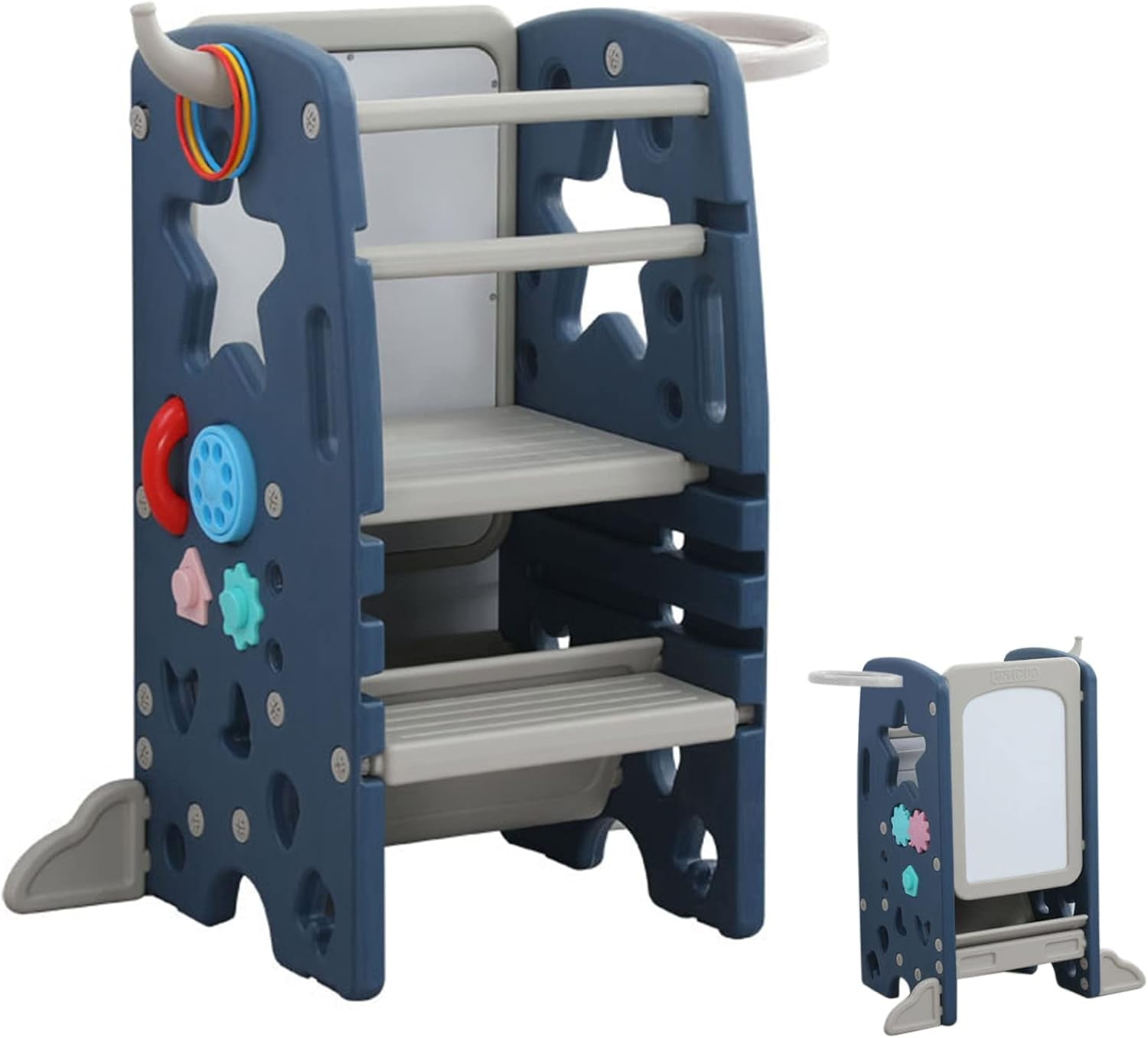 TRAILBLOOM Multifunctional Kids Step Stool w/Double Safety Rails ...
