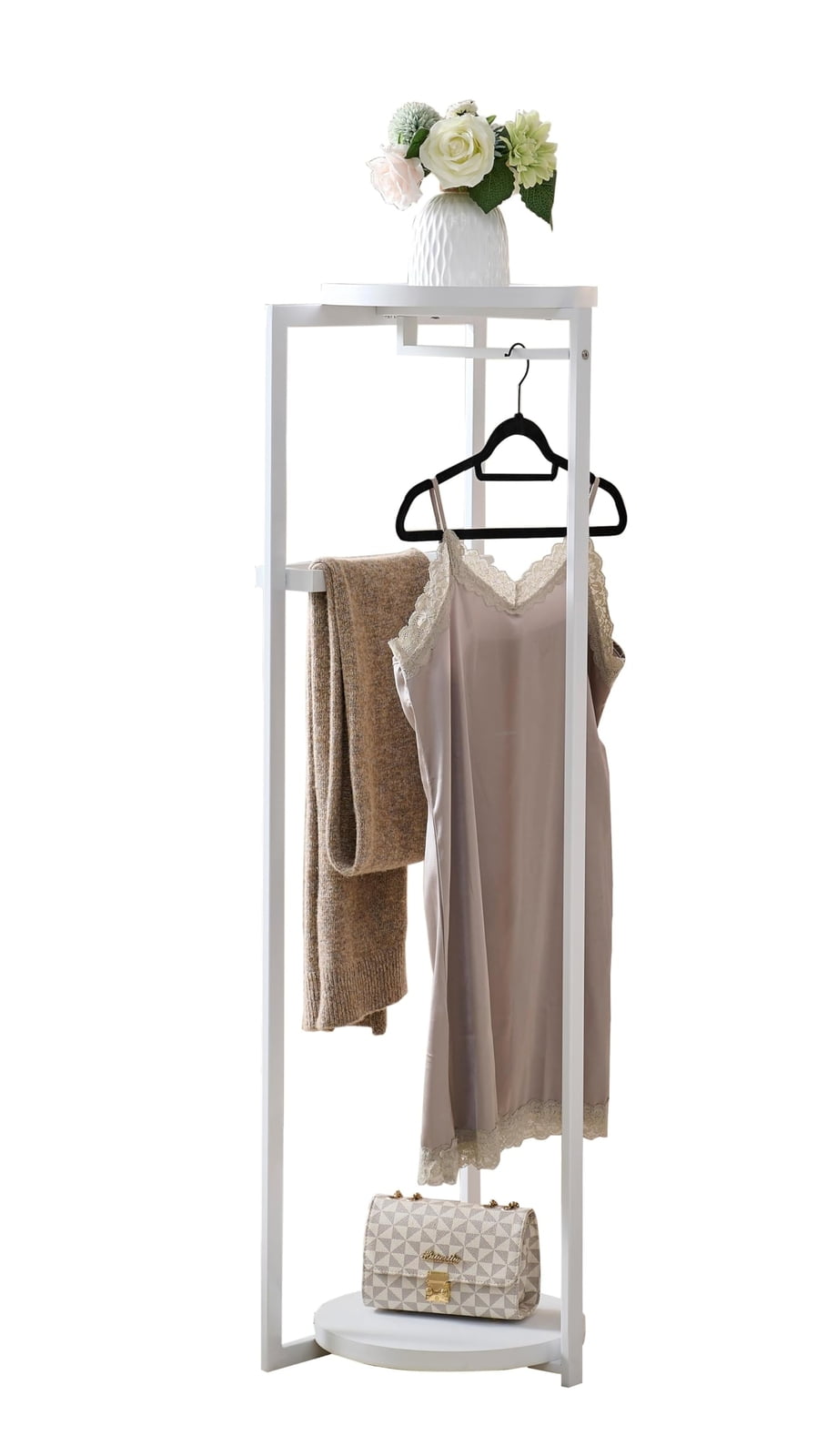 TRAILBLOOM Suit Valet Stand, Coat Rack with Rods & Storage Trays - Tie ...