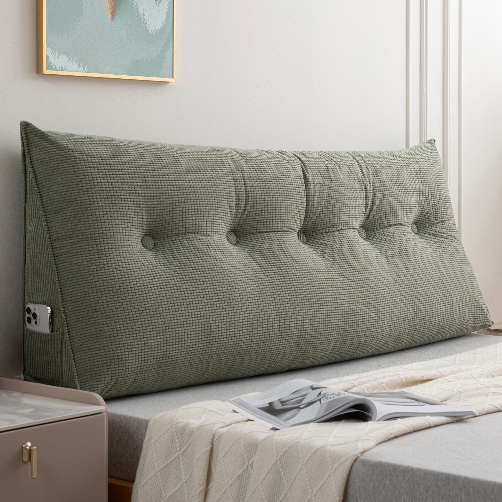 TRAILBLOOM Wedge Pillow Headboard Triangle Back Support Reading Pillow ...