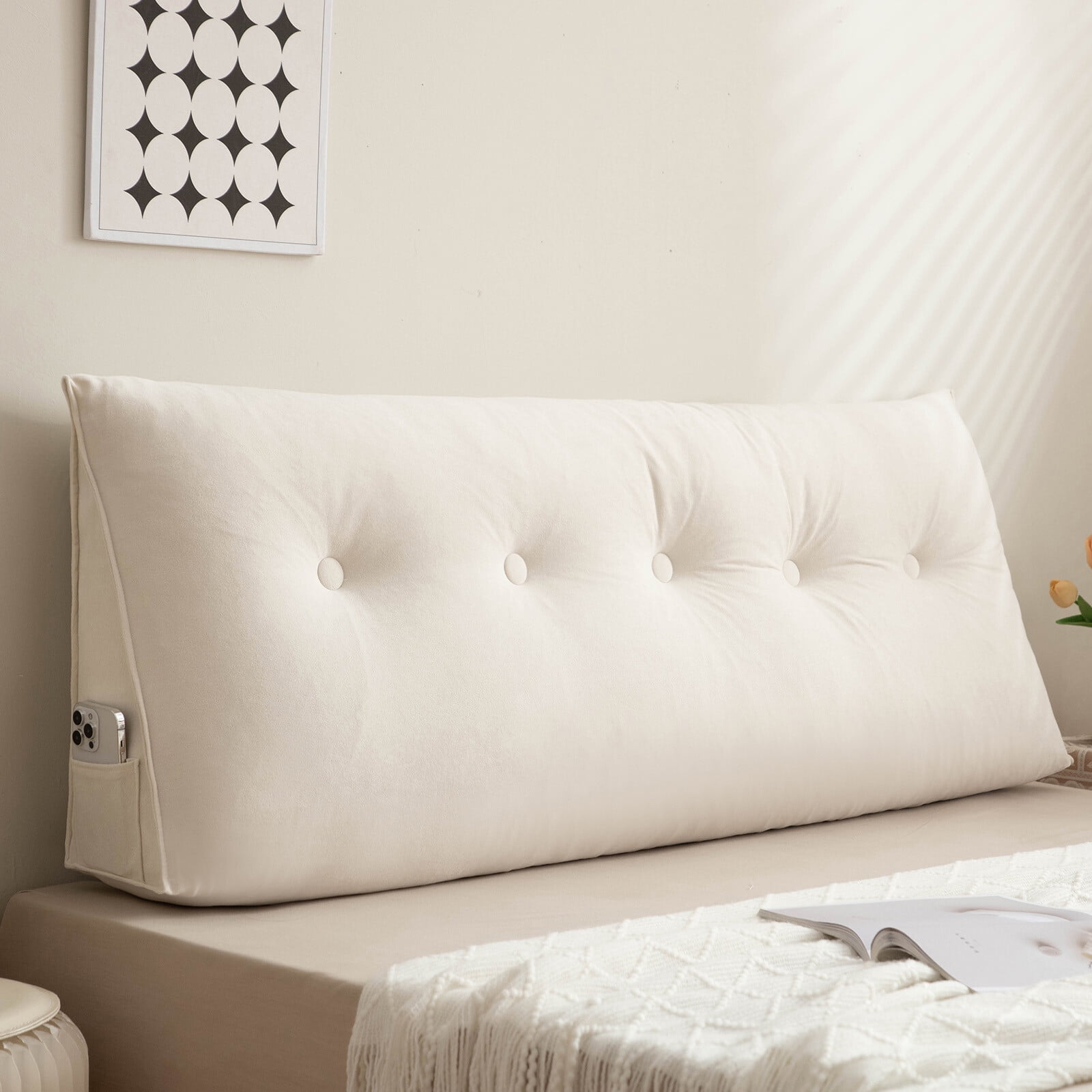 TRAILBLOOM Wedge Pillow Headboard Triangle Back Support Reading Pillow ...