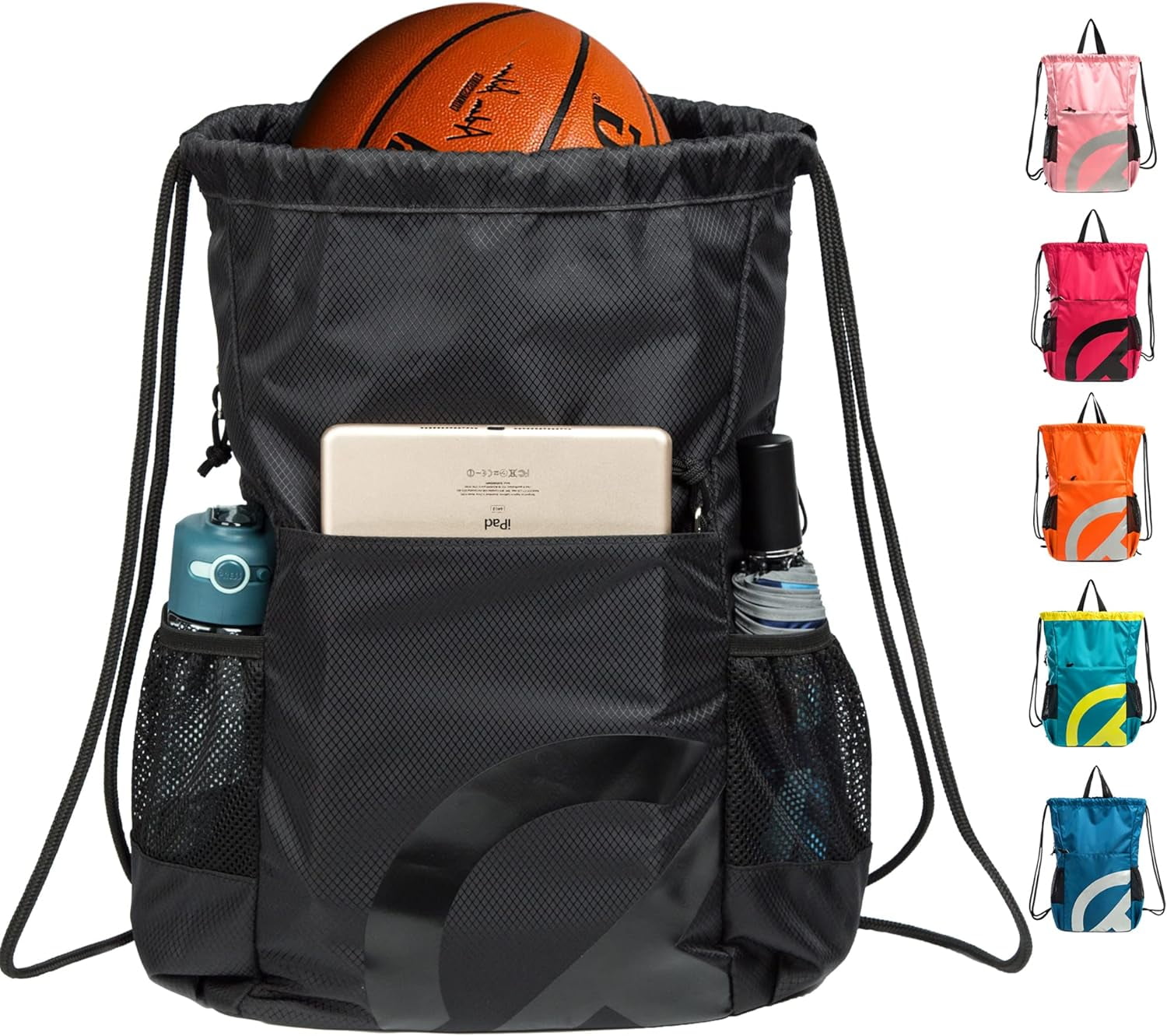 TRAILKICKER Waterproof Drawstring Sports Bag, Gym Backpack with Zipper ...