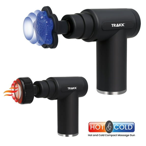 TRAKK Compact Hot & Cold Massage Gun- Multiple Modes and Speeds-6 Heads ...