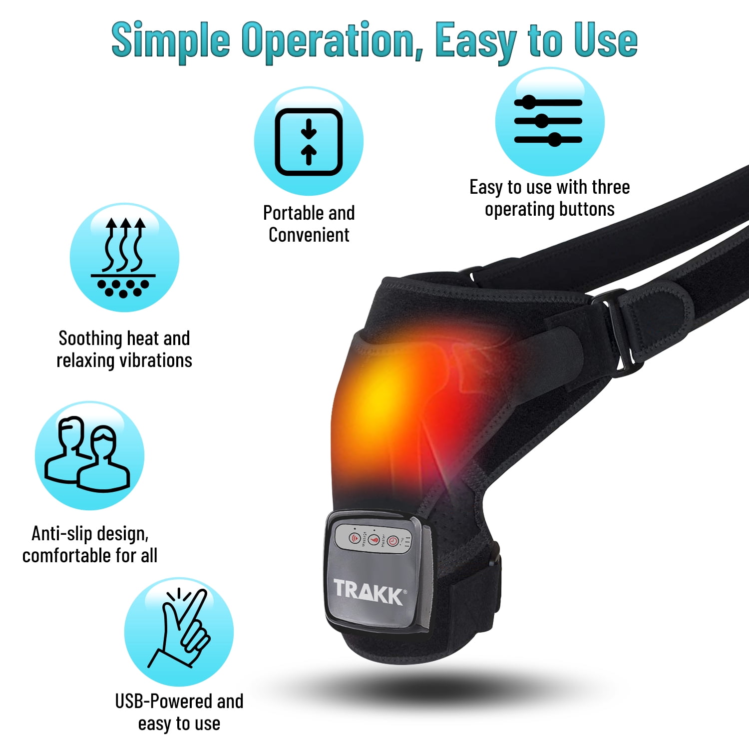 TRAKK Heating Massaging Shoulder Recovery Brace & Wrap HSA/FSA Eligible ...