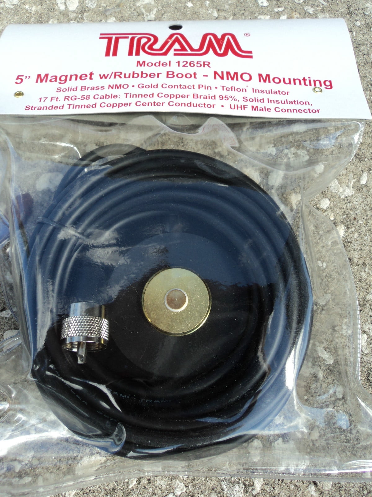 TRAM 5" Magnet NMO Mounting W/ Rubber Boot UHF Male - Antenna Mount PL ...