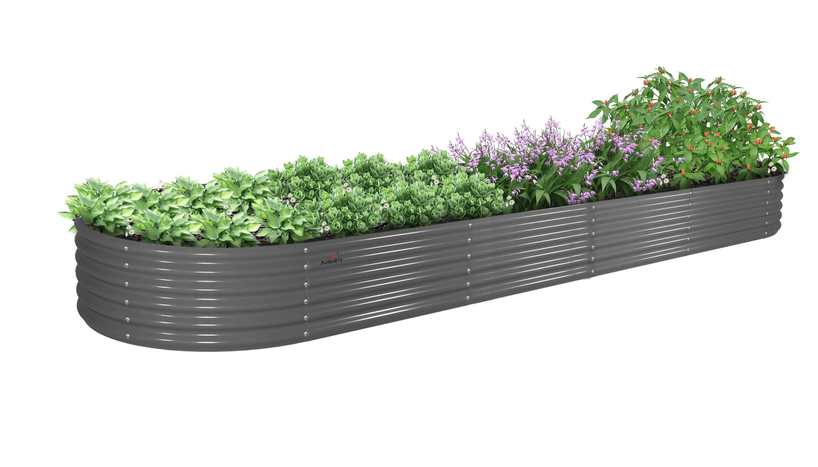 TRAMULL Galvanized Patio Steel Flower Raised Garden Bed, 12X3X1.5 ft ...
