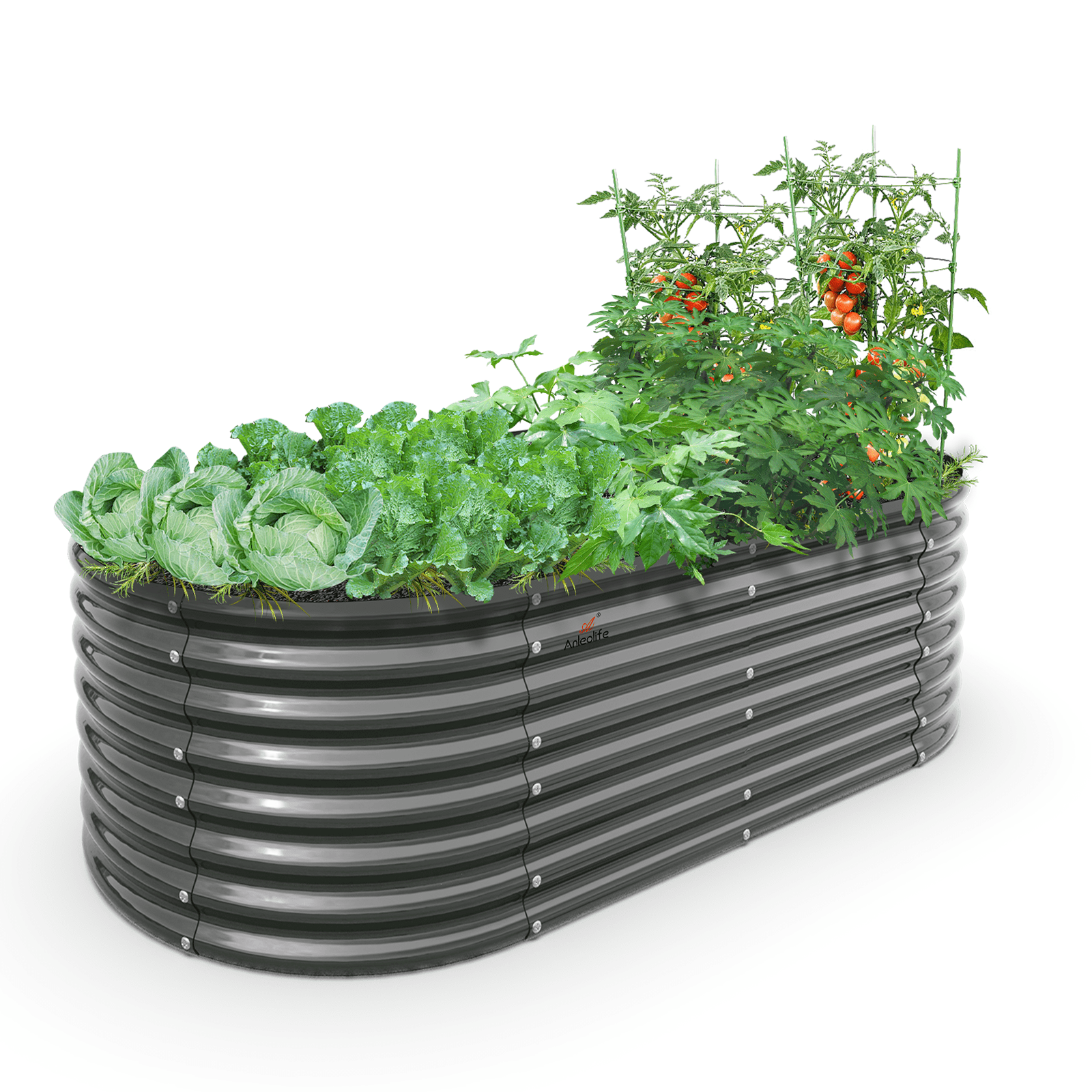 TRAMULL 8X3X2ft Galvanized Raised Garden Bed, Oval Above Ground Modular ...