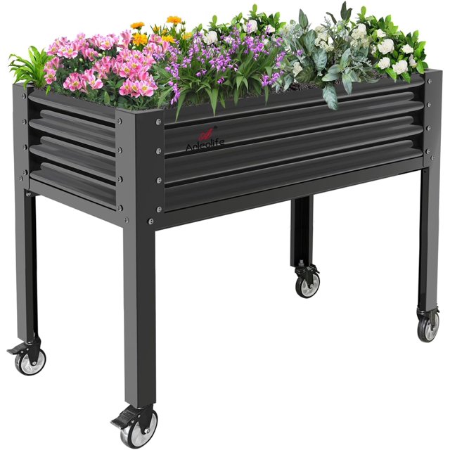 TRAMULL Galvanized Raised Garden Bed with Legs,48x24x35in Large ...