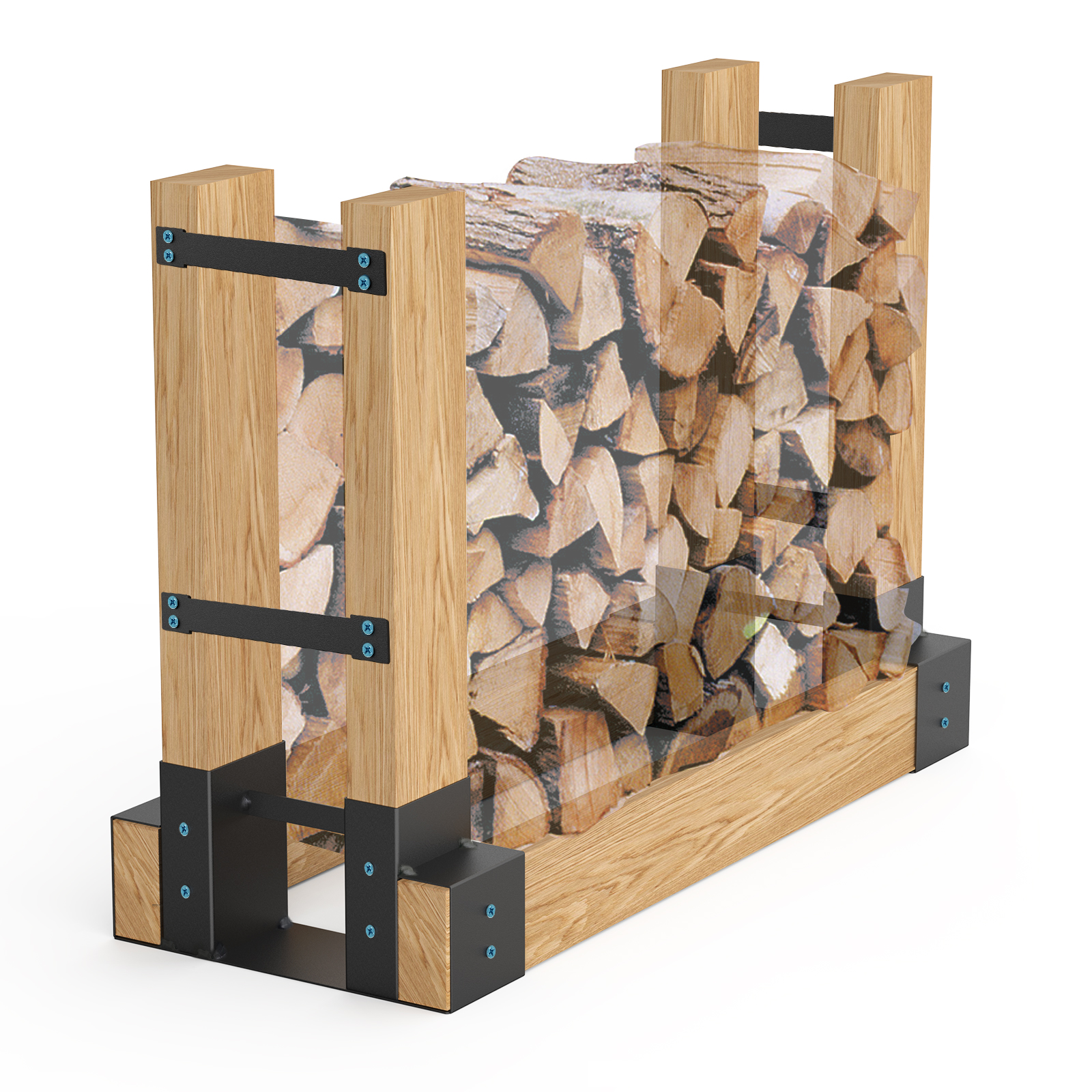 Gymax Fireplace Log Rack with 4 Tools Set Fireside Firewood Holders ...