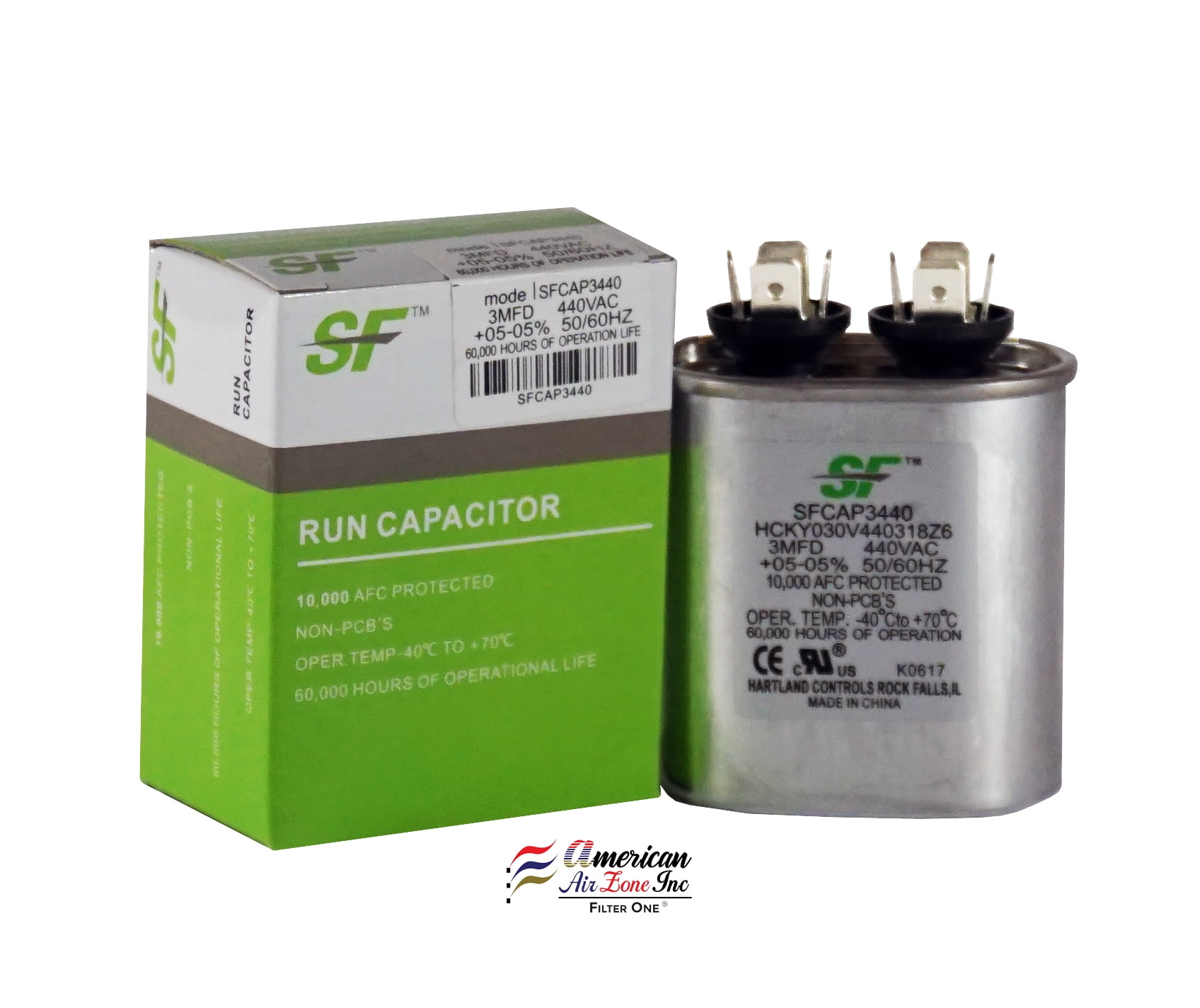 TRANE SF Run Capacitor - 3 mfd - 370 V / 440 Volts - Pack of 1 - Run ...