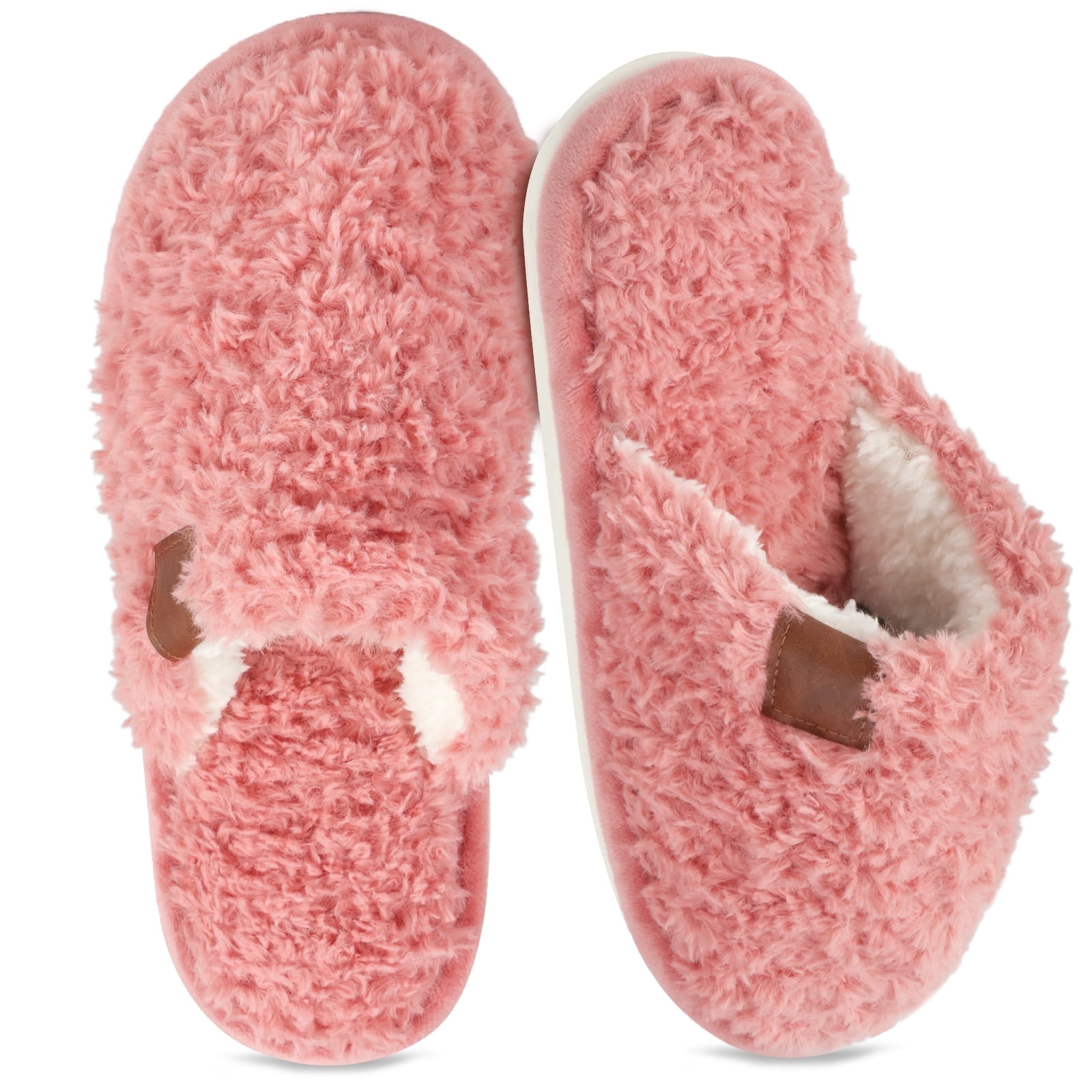 TRANSLINK Women Fuzzy Slippers Fluffy Winter Memory Foam House Shoes ...