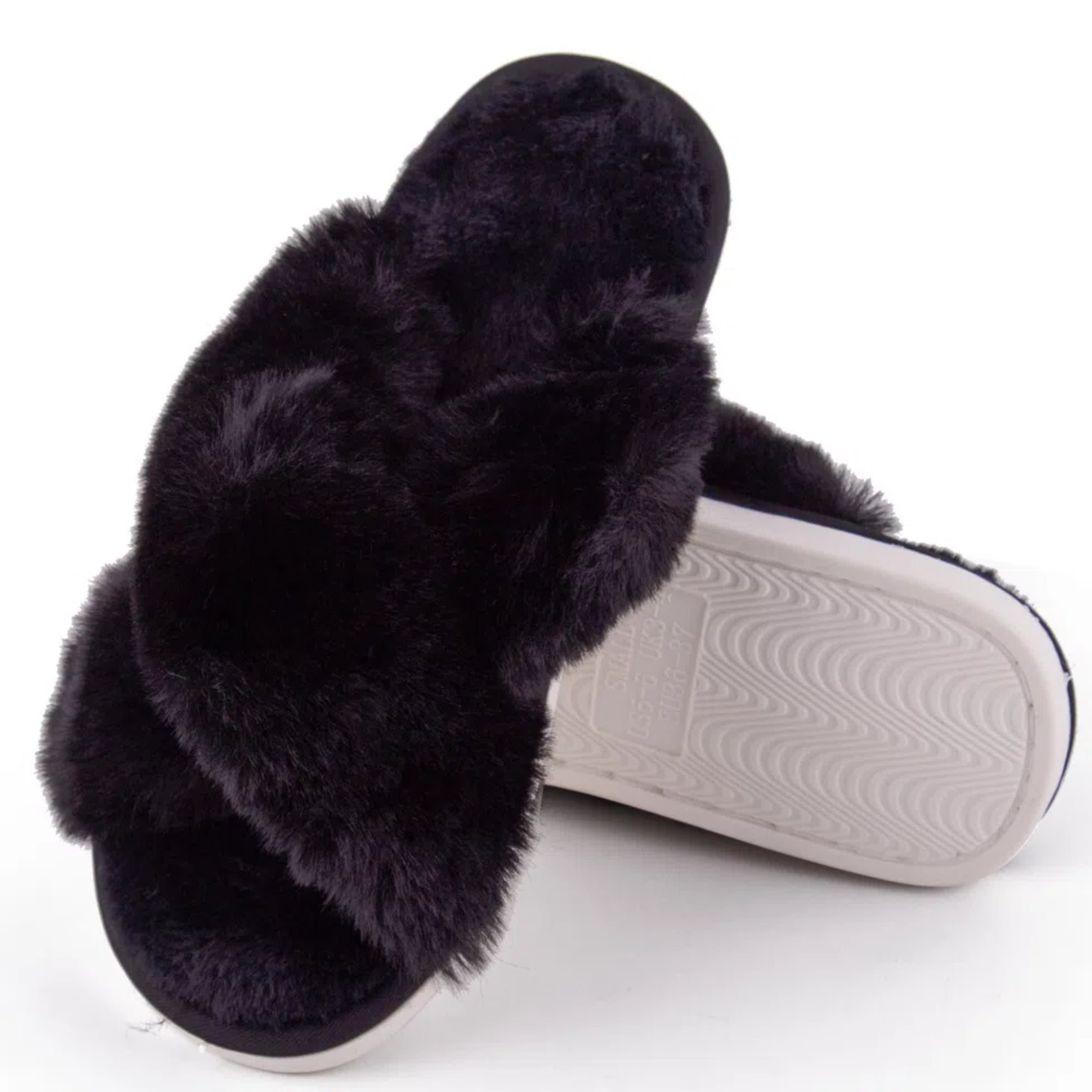 TRANSLINK Fuzzy Open Toe Slippers with Cozy Memory Foam for Ultimate ...