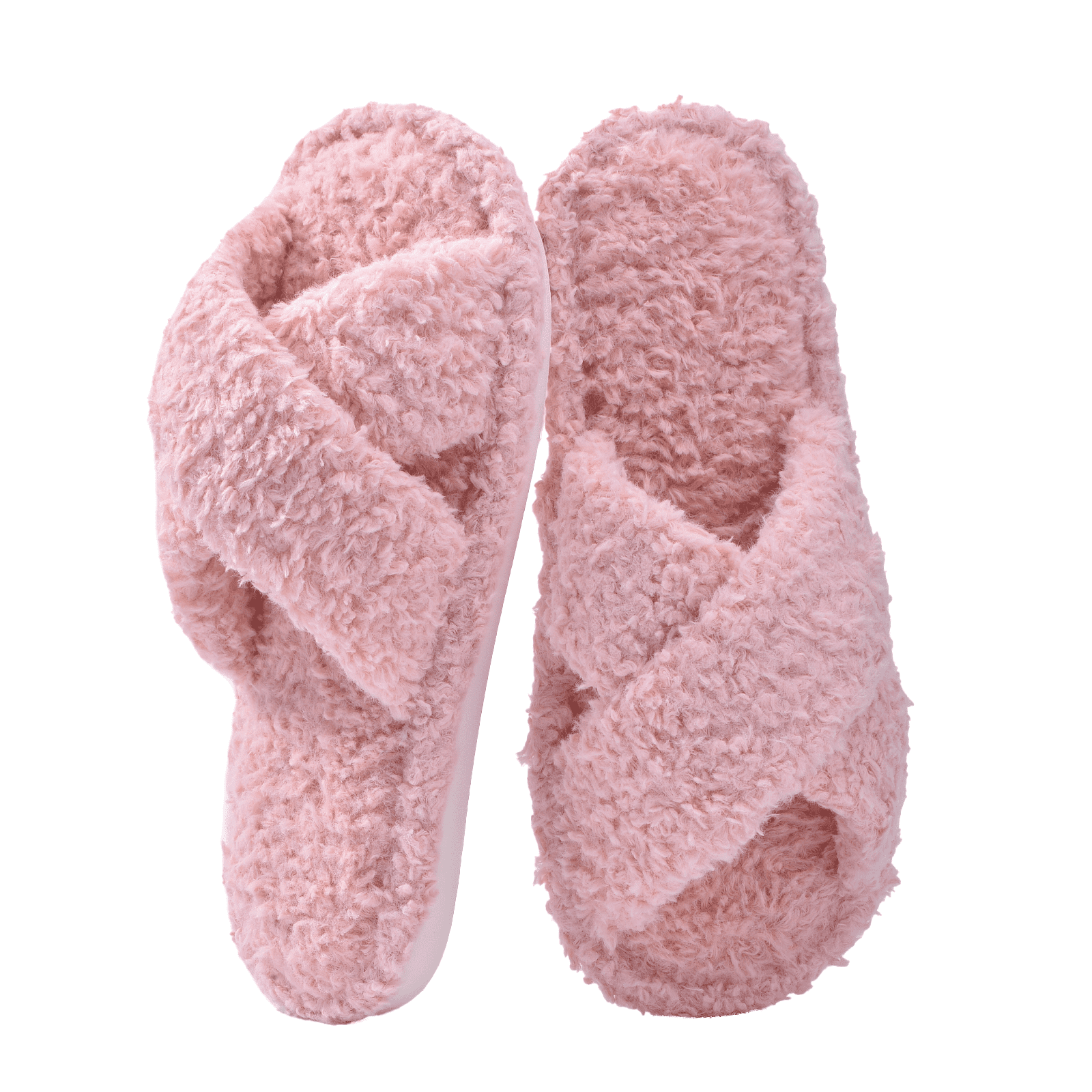 TRANSLINK Cozy Slippers with Fuzzy Memory Foam and Cross Band Open Toe ...