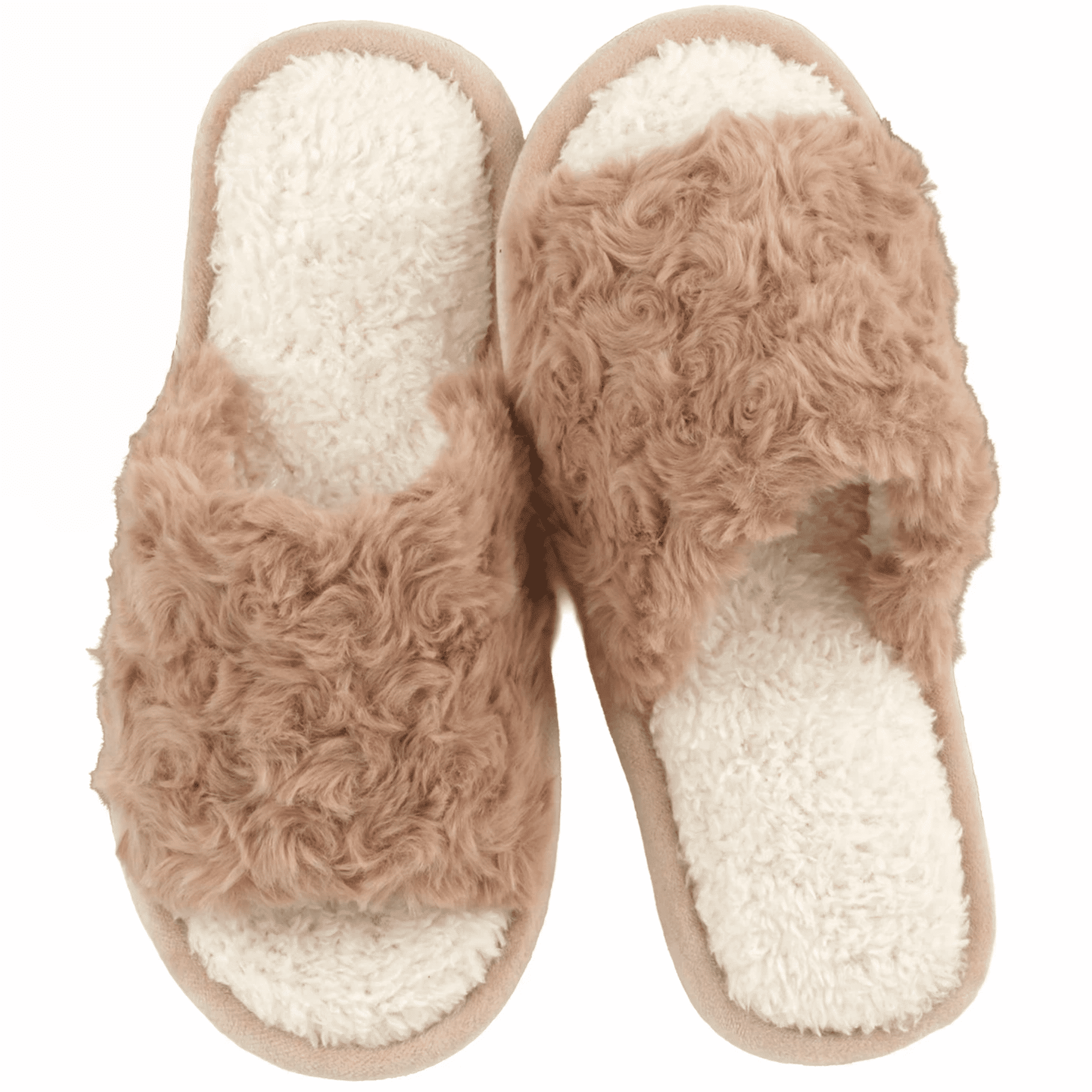 TRANSLINK Fuzzy Open Toe Slippers Cozy Indoor Slides Memory Foam ...