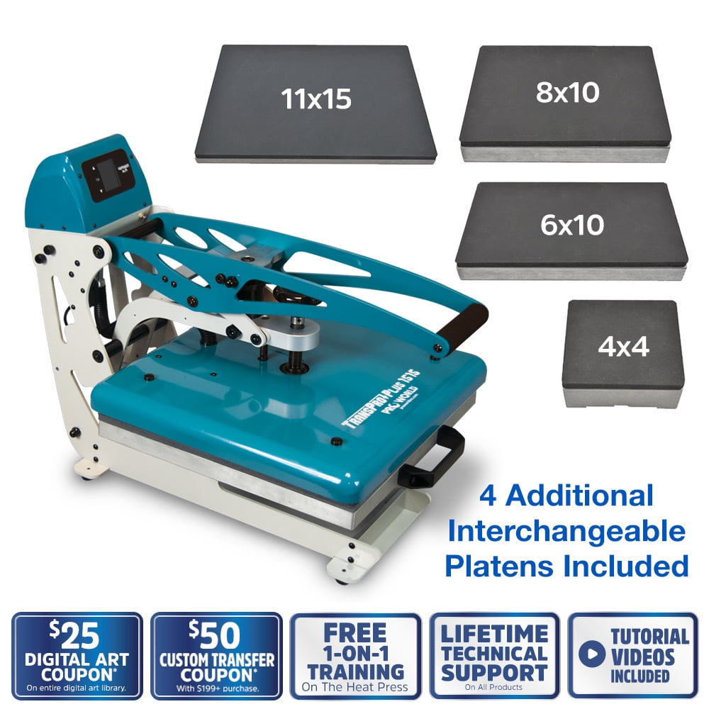 Transpro Plus 15x15 Heat Press + Platens - Walmart.com