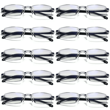 EYE ZOOM 2 Pack Compact Metal Rimless Reading Glasses with Light Slim Gold and Silver Case for ...