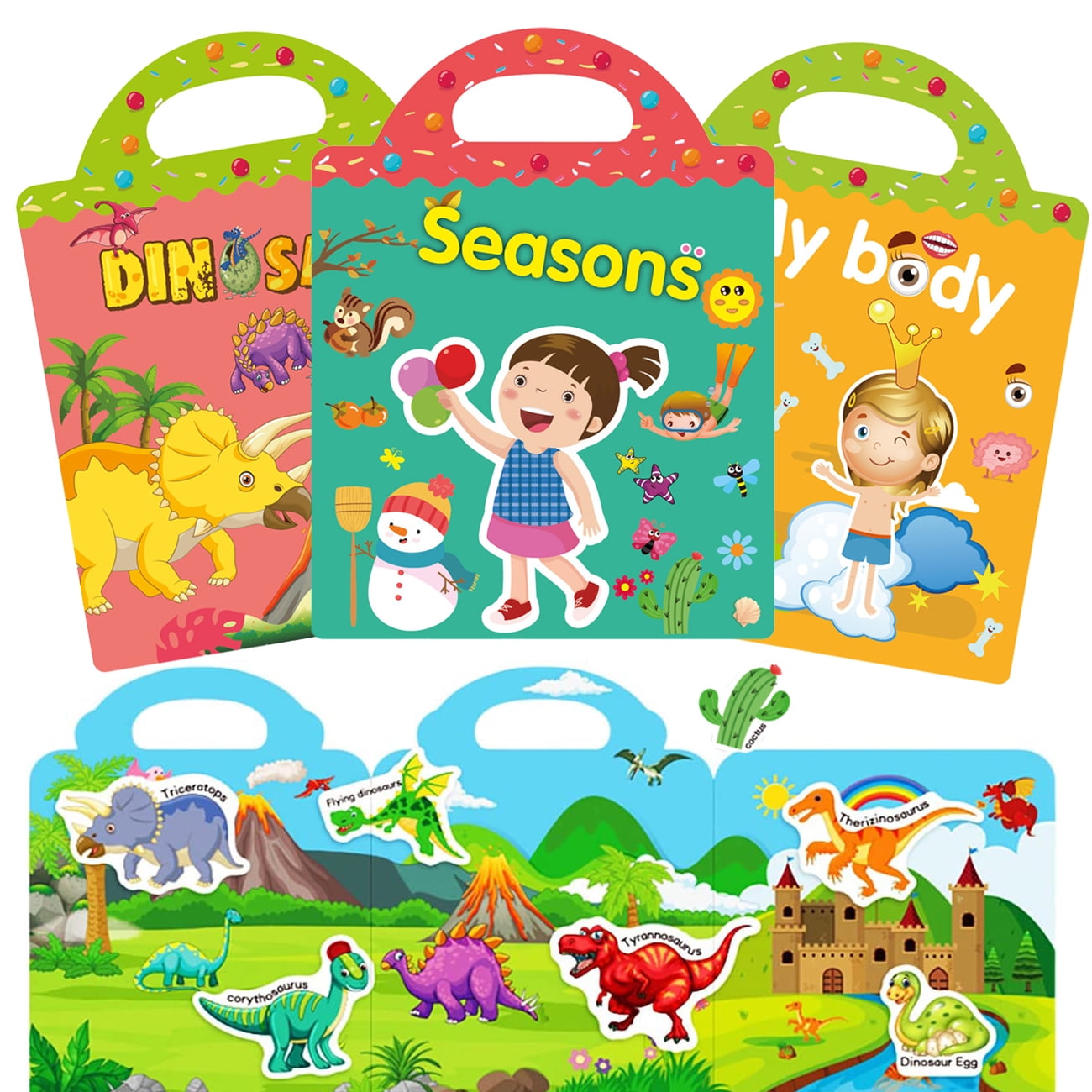 TRARIND 3 Sets Reusable Sticker Books for Kids, Travel Removable ...
