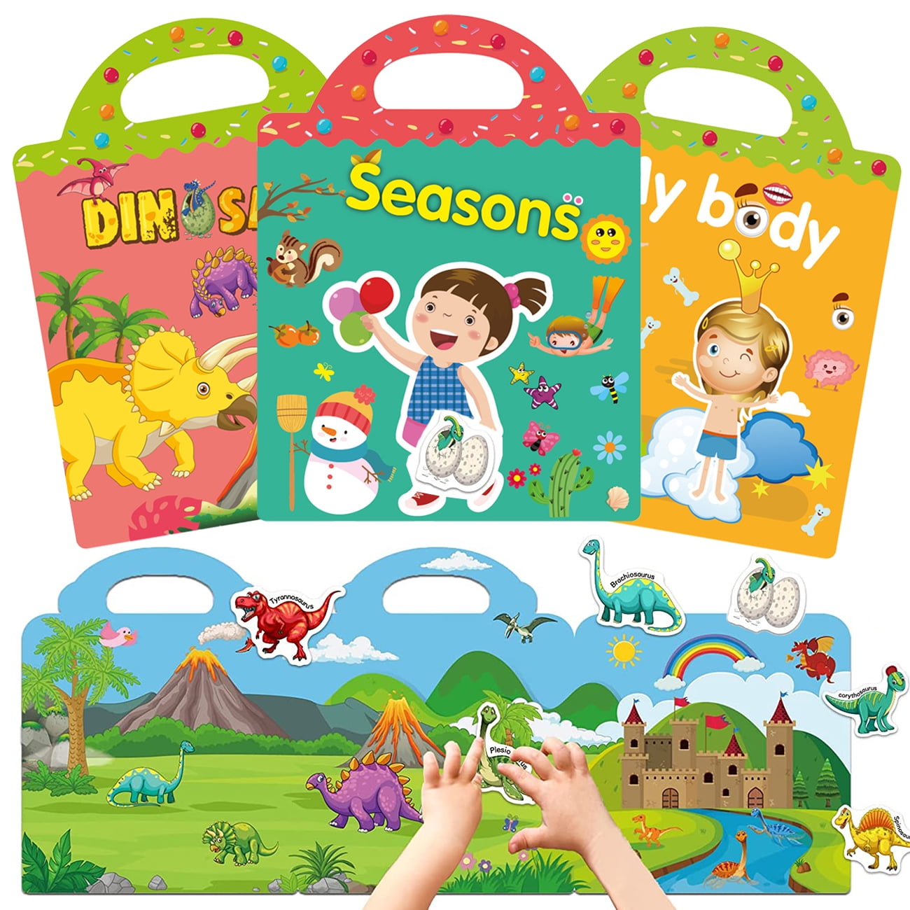 TRARIND 3 Sets Sticker Books for Kids 2-6, Reusable Sticker Book Farm ...