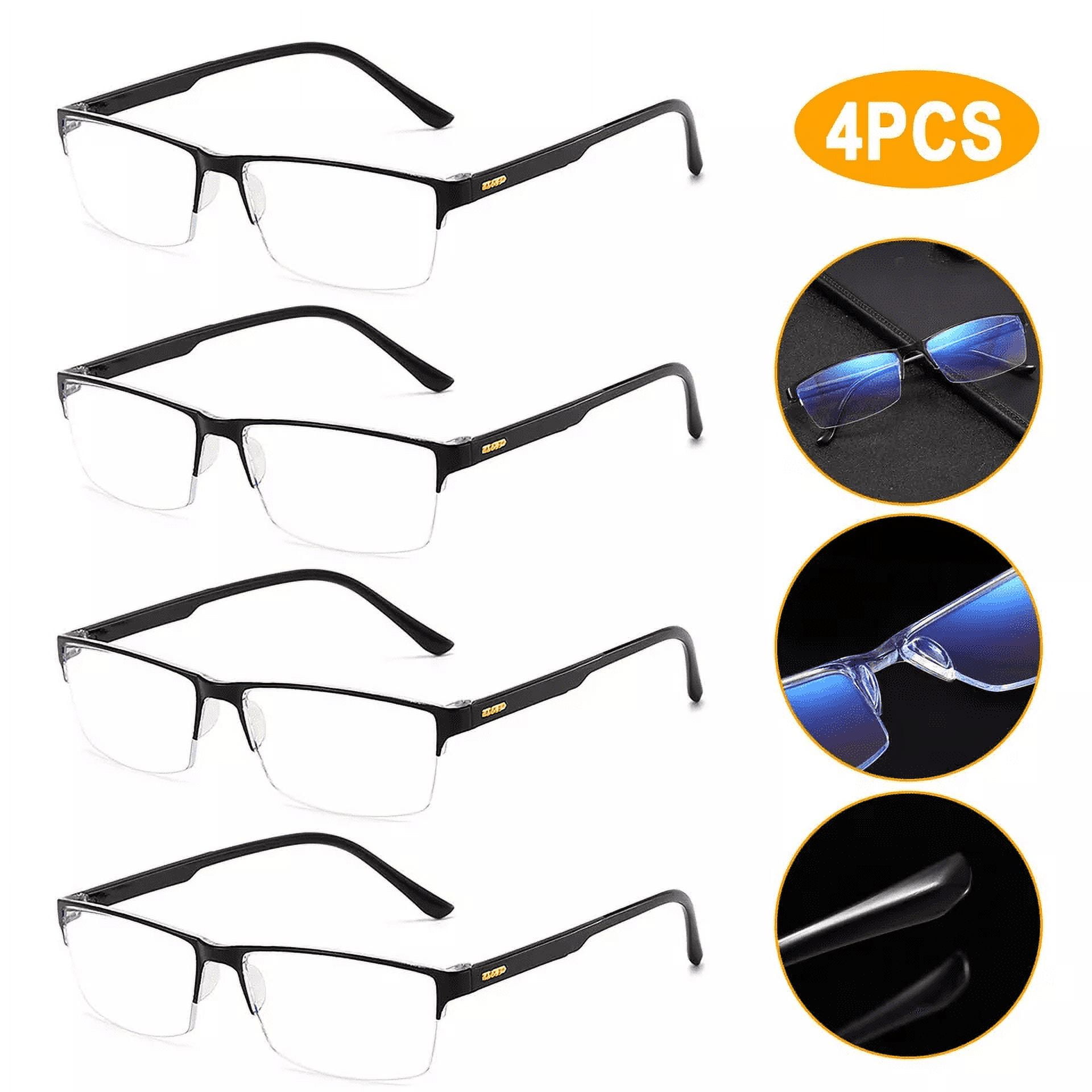 TRARIND 4 Pack Spring Hinge Reading Glasses Mens Half Frame Blue Light ...
