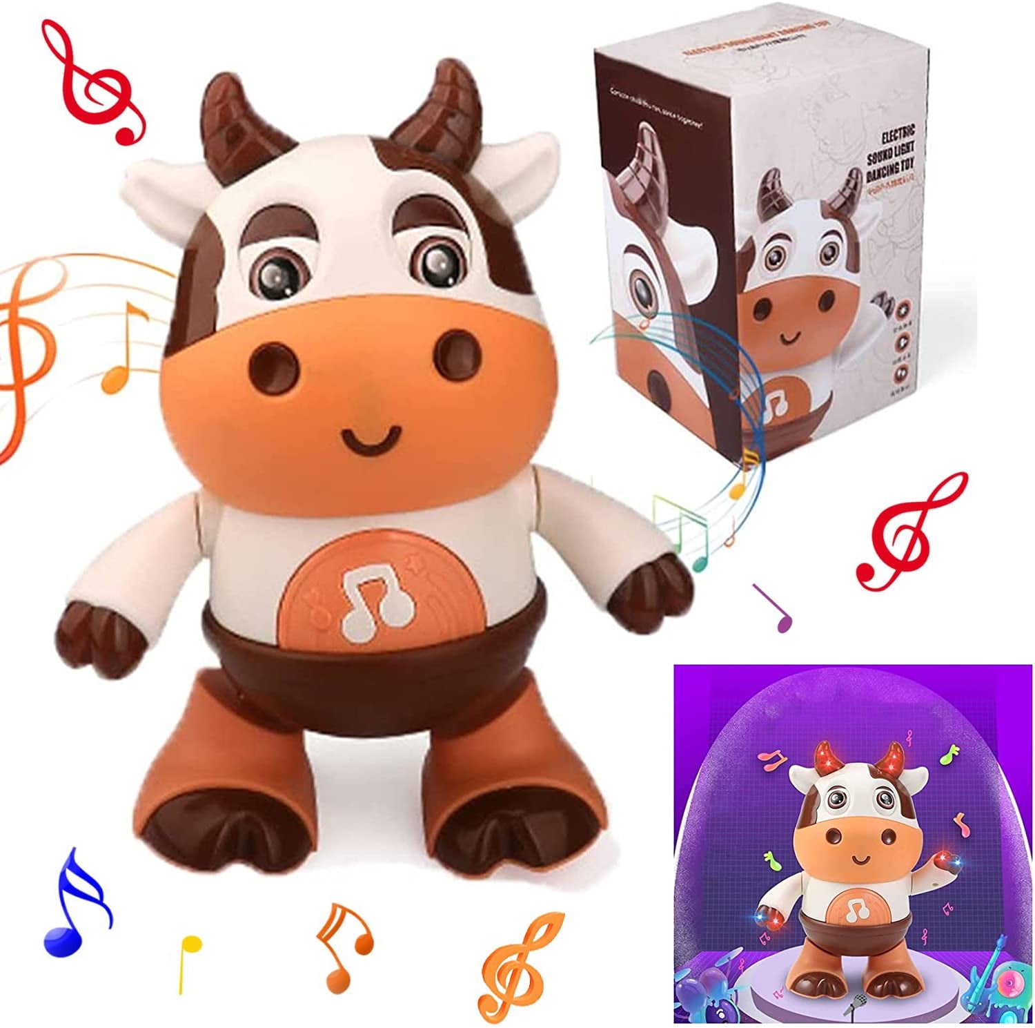 TRARIND Baby Cow Musical Toys, Dancing Walking Baby Cow Toy with Music ...