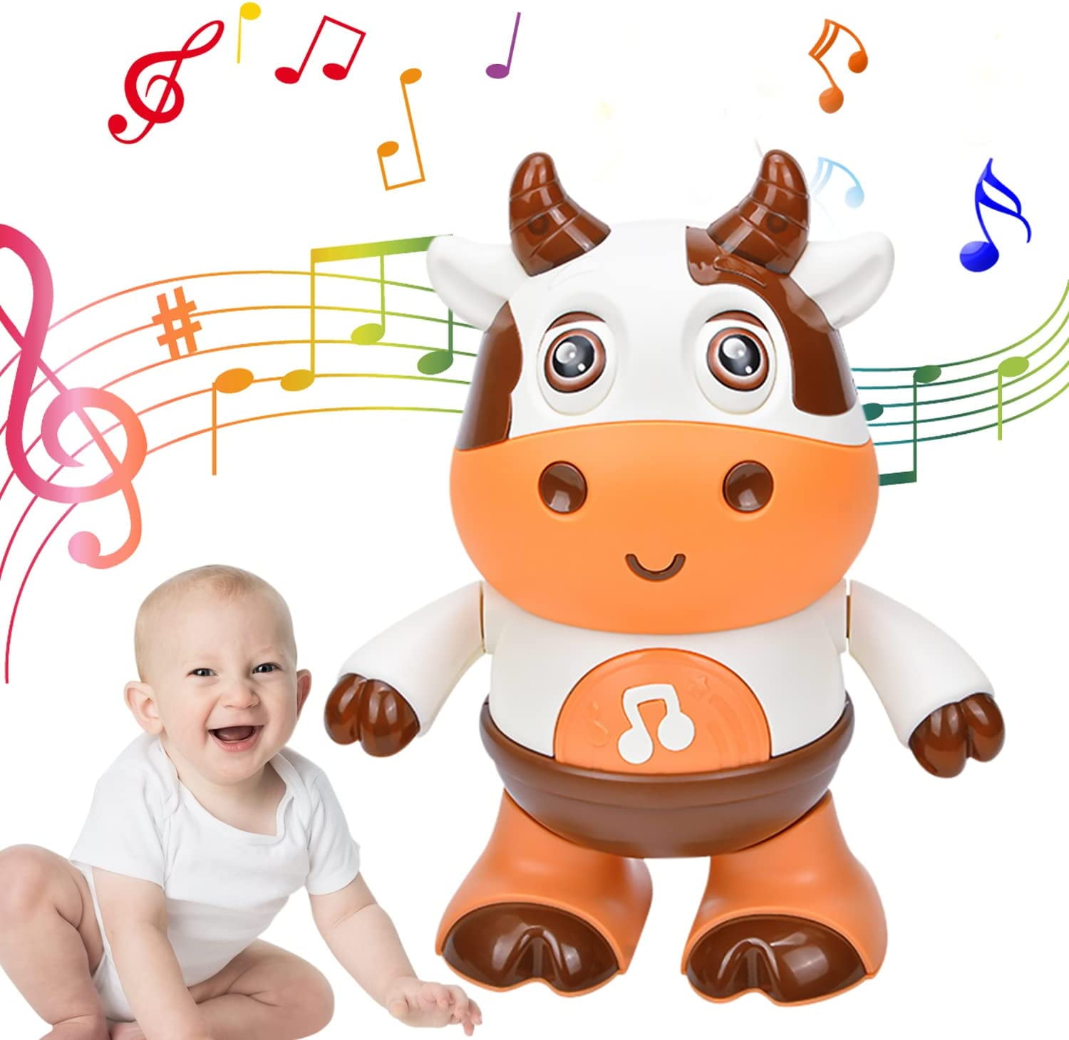 TRARIND Baby Cow Musical Toys, Dancing Walking Baby Cow Toy with Music ...