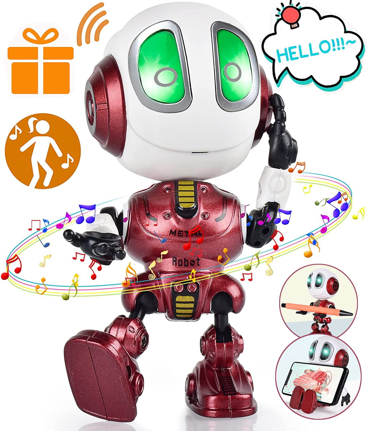 TRARIND Robots Toys Talking Metal Robot for Kids with Flashing Eyes ...