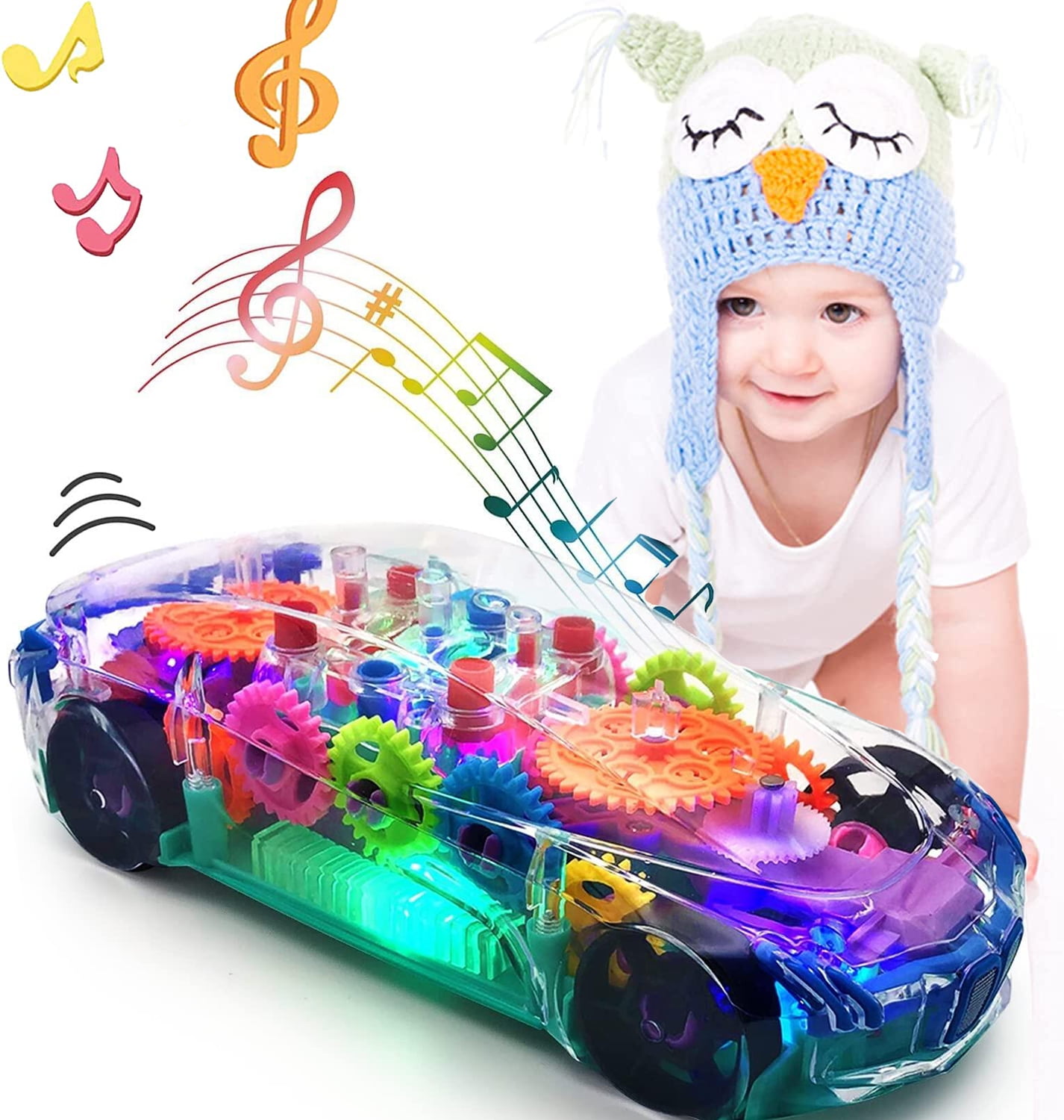 TRARIND Transparent Car Toy for Kids, Electric Car Toy with Colorful ...