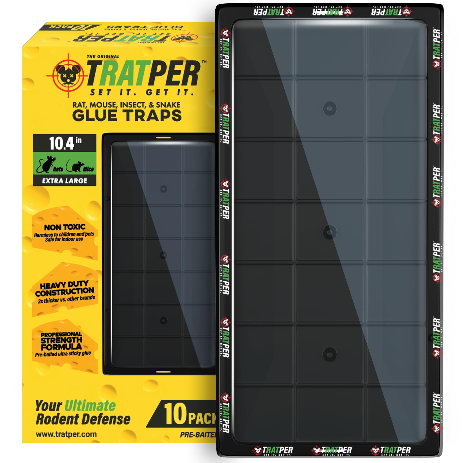 TRATPER Glue Traps for Mice,Rat,Mouse,Snake,Lizard,Insect. 10 Pack ...