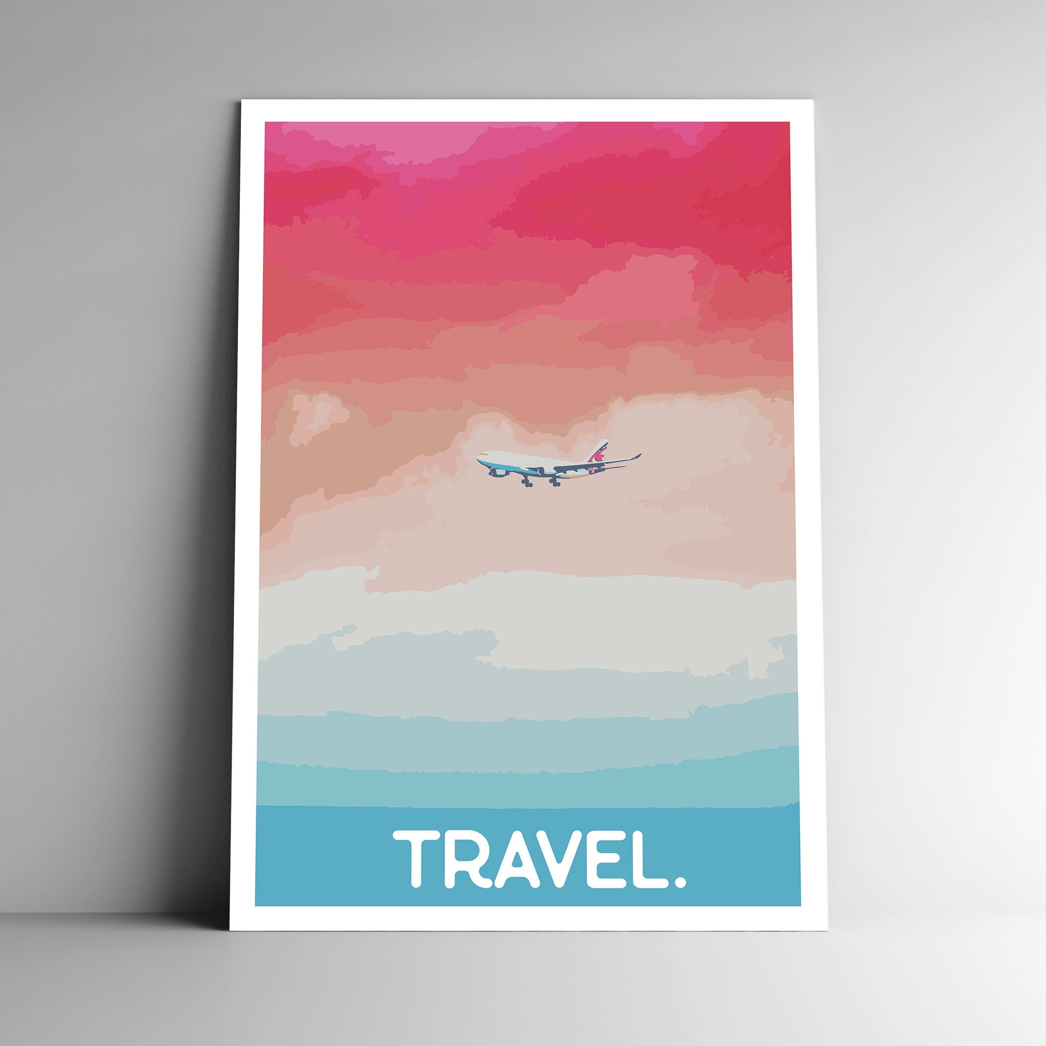 TRAVEL. Minimalist Vintage Travel Poster / Postcard WPA Style Retro Art ...