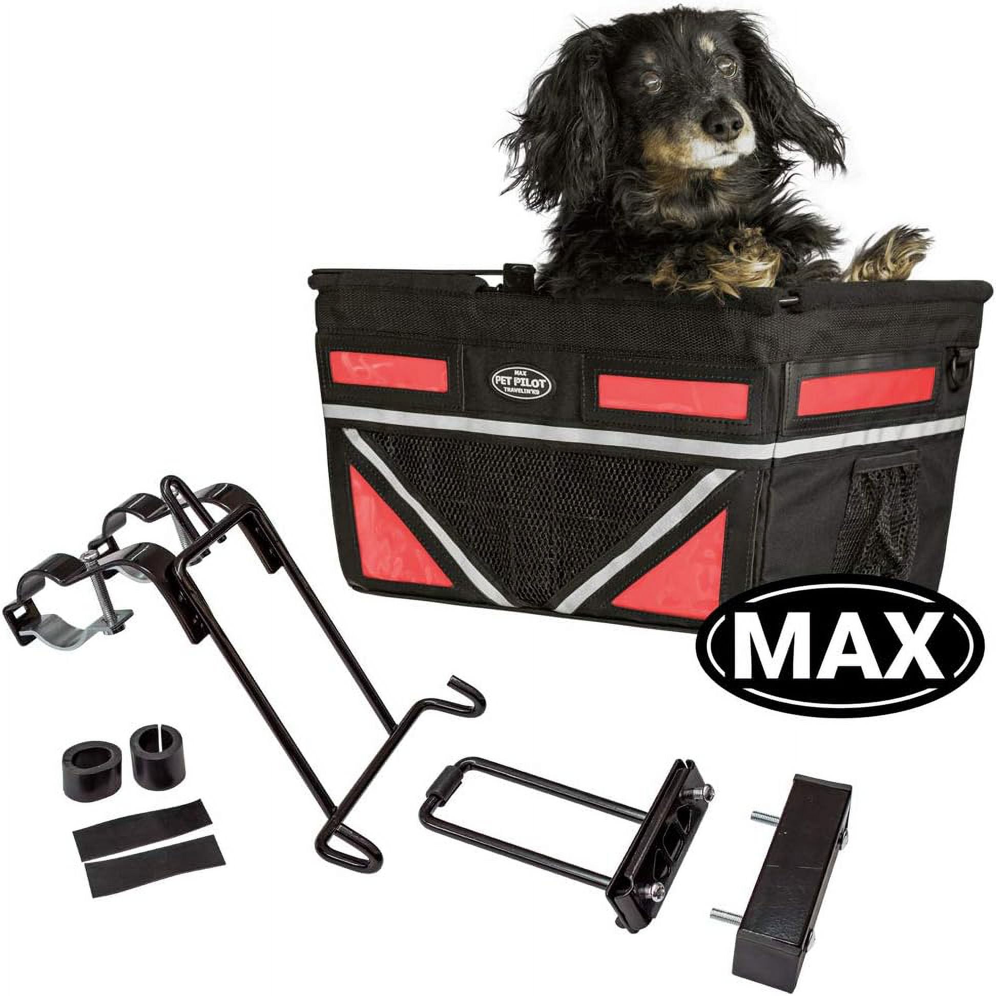 TRAVELIN K9 Pet-Pilot MAX Dog Bicycle Basket Carrier | 8 Color Options for Your Bike (RED ...