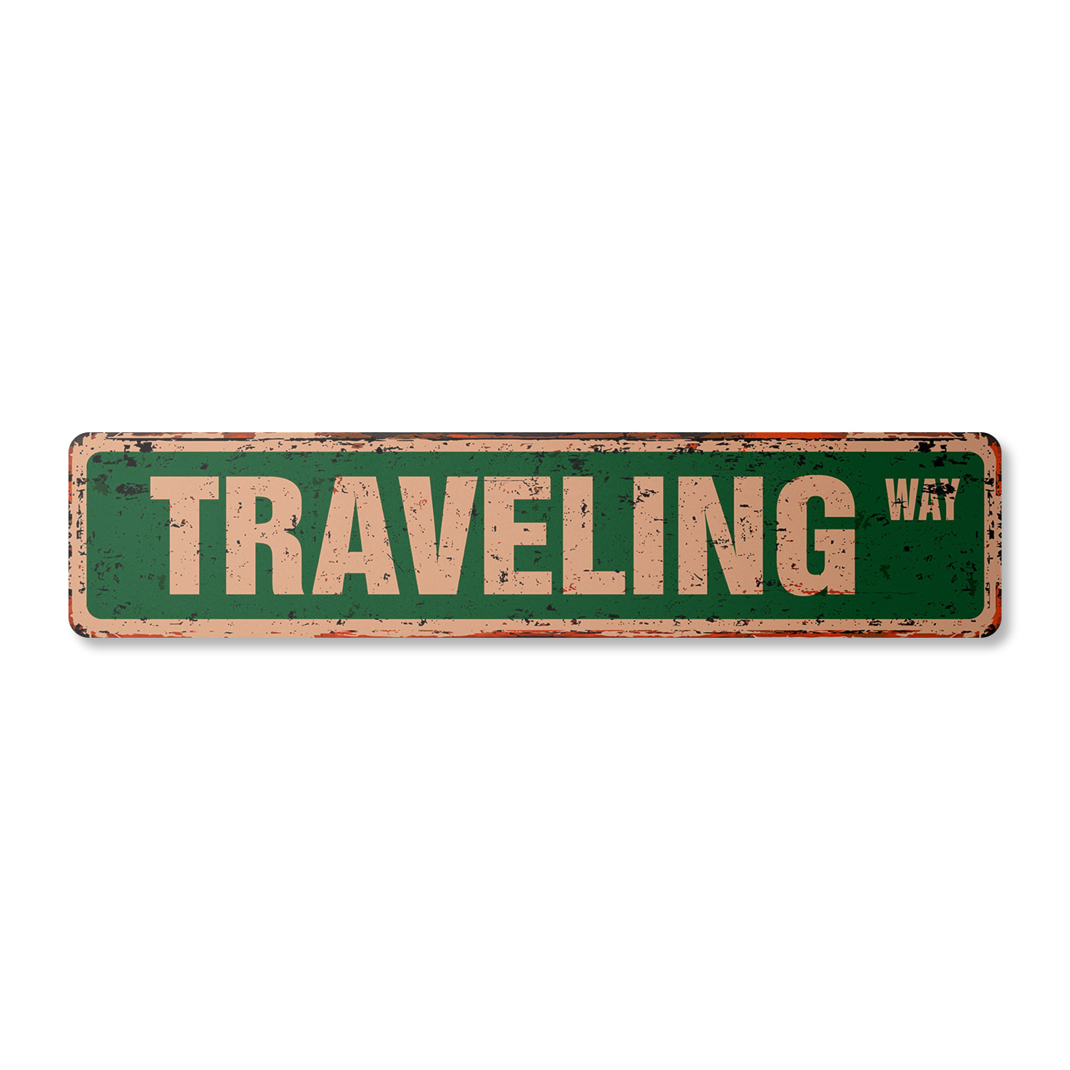 TRAVELING Vintage Plastic Street Sign salesman vacationers vacation ...