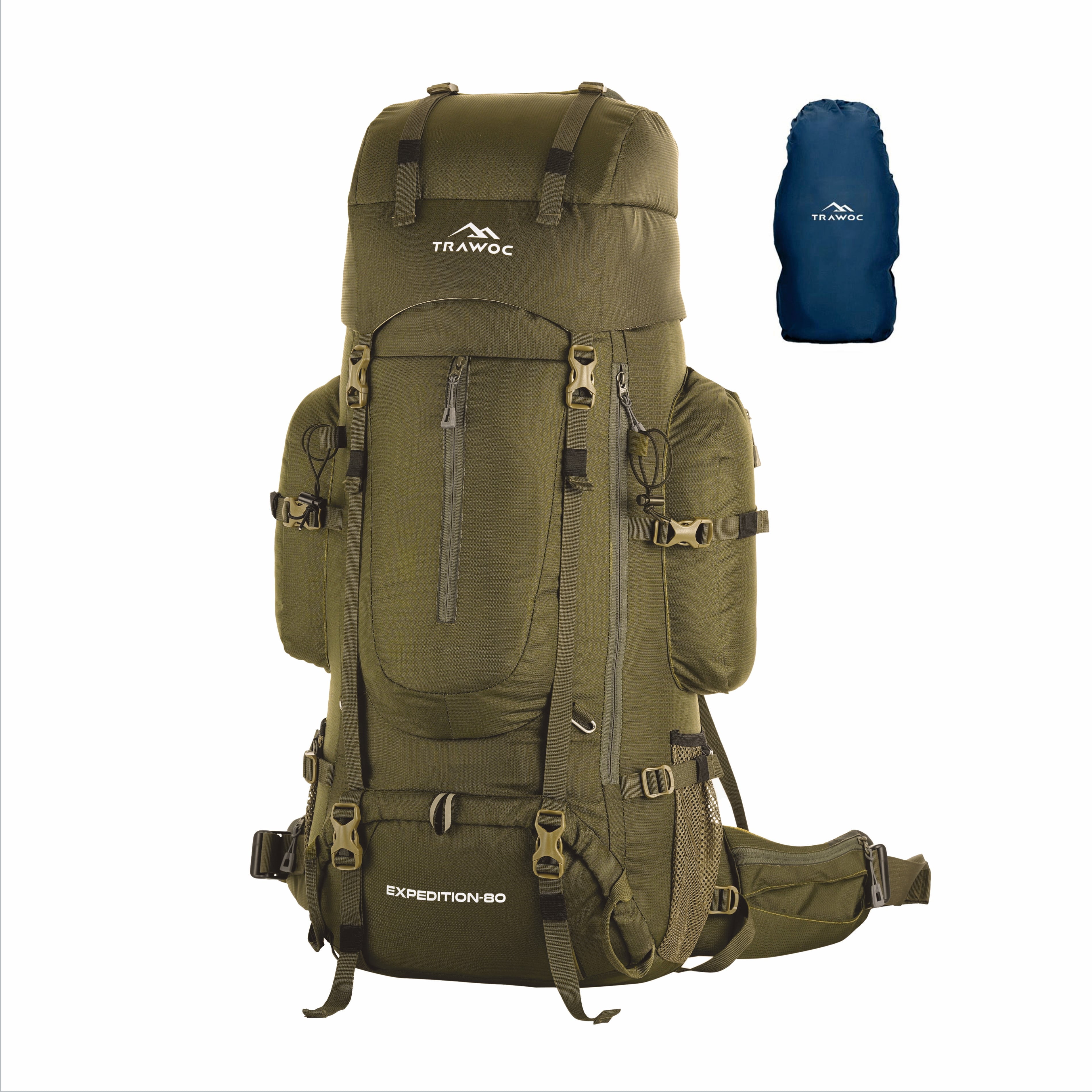 TRAWOC EXPEDITION 80L Travel Backpack Camping Hiking Rucksack Trekking ...