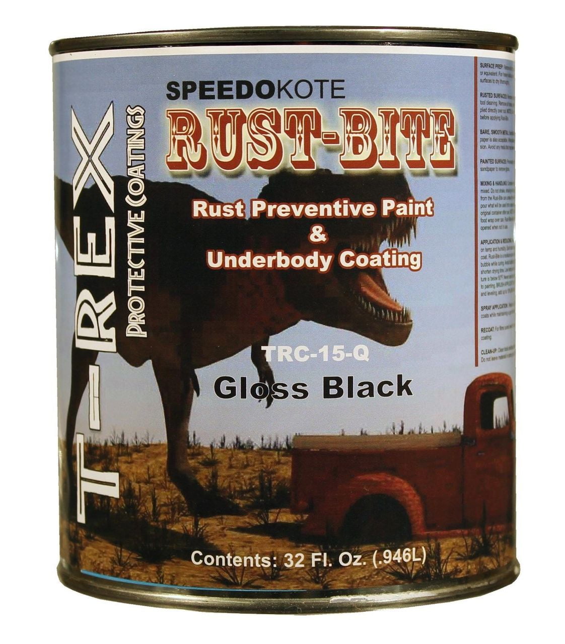 TRC-15-Q, Rust Preventive Underbody Gloss Black Paint, Quart, RUST-BITE - Walmart.com