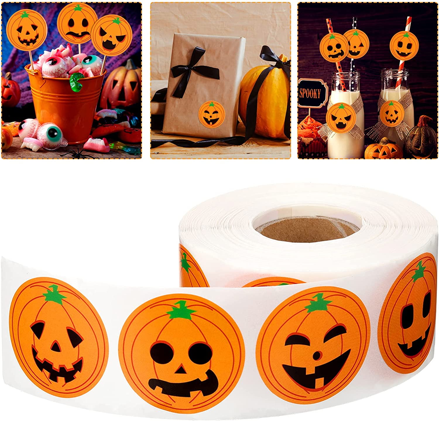 TRCompare 800 Pieces Halloween Pumpkin Stickers Halloween Roll Face ...
