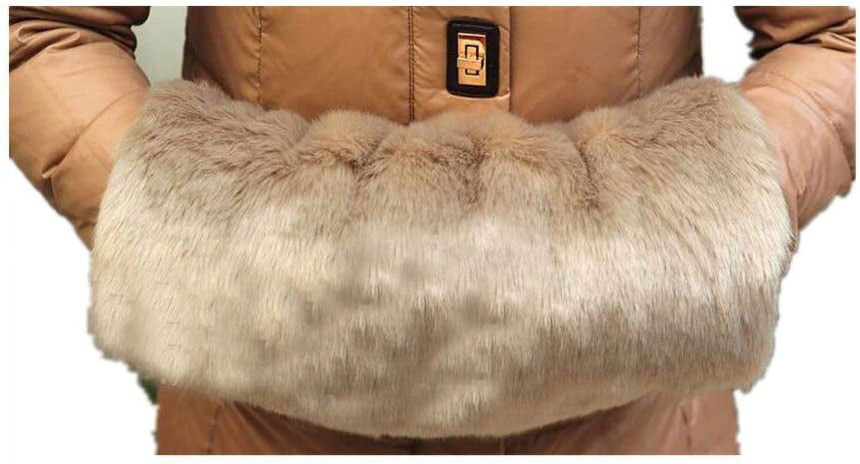 Hmess Faux Fur Hand Muffs with Ionterior Pocket-Luxurious Faux Rabbit ...