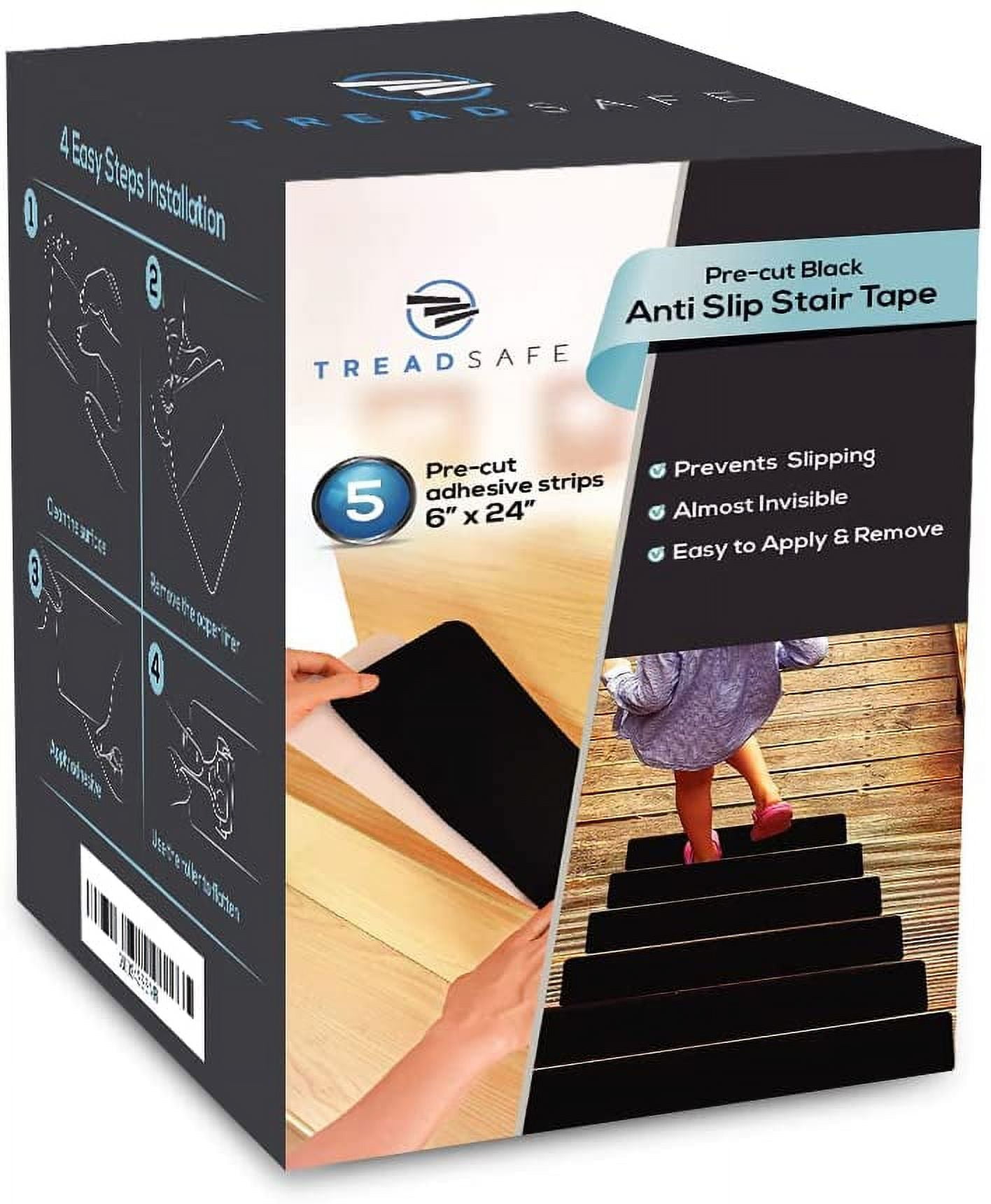 TREADSAFE Pre-Cut Anti Slip Grip Tape Strips 6"x24" Pre Cut Strips (5 ...