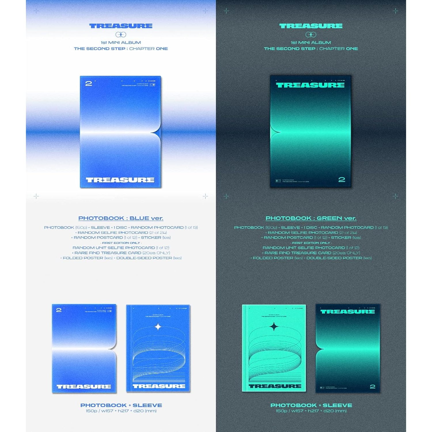 TREASURE The Second Step : Chapter One 1st Mini Album PhotoBook Version Contents+Poster+Tracking ...