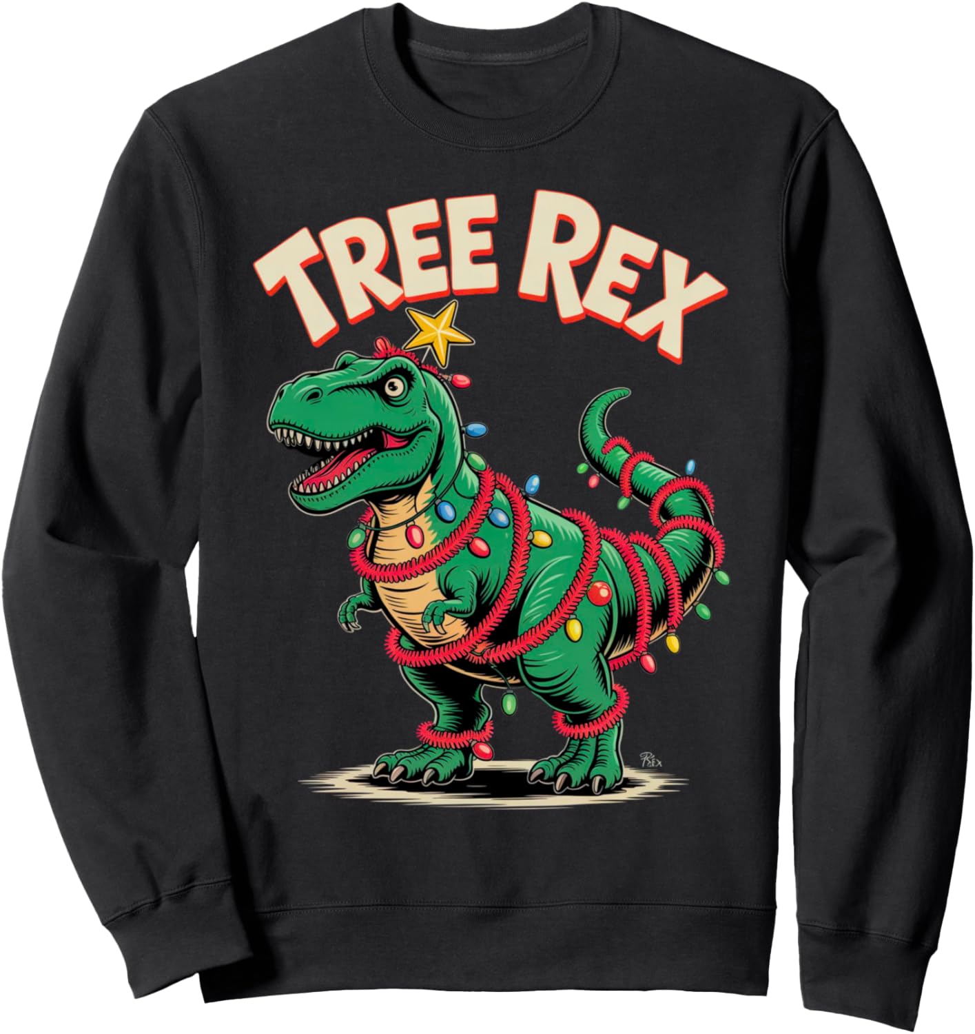 TREE REX Christmas Costume T-Rex Dinosaur Xmas Light Family Sweatshirt ...