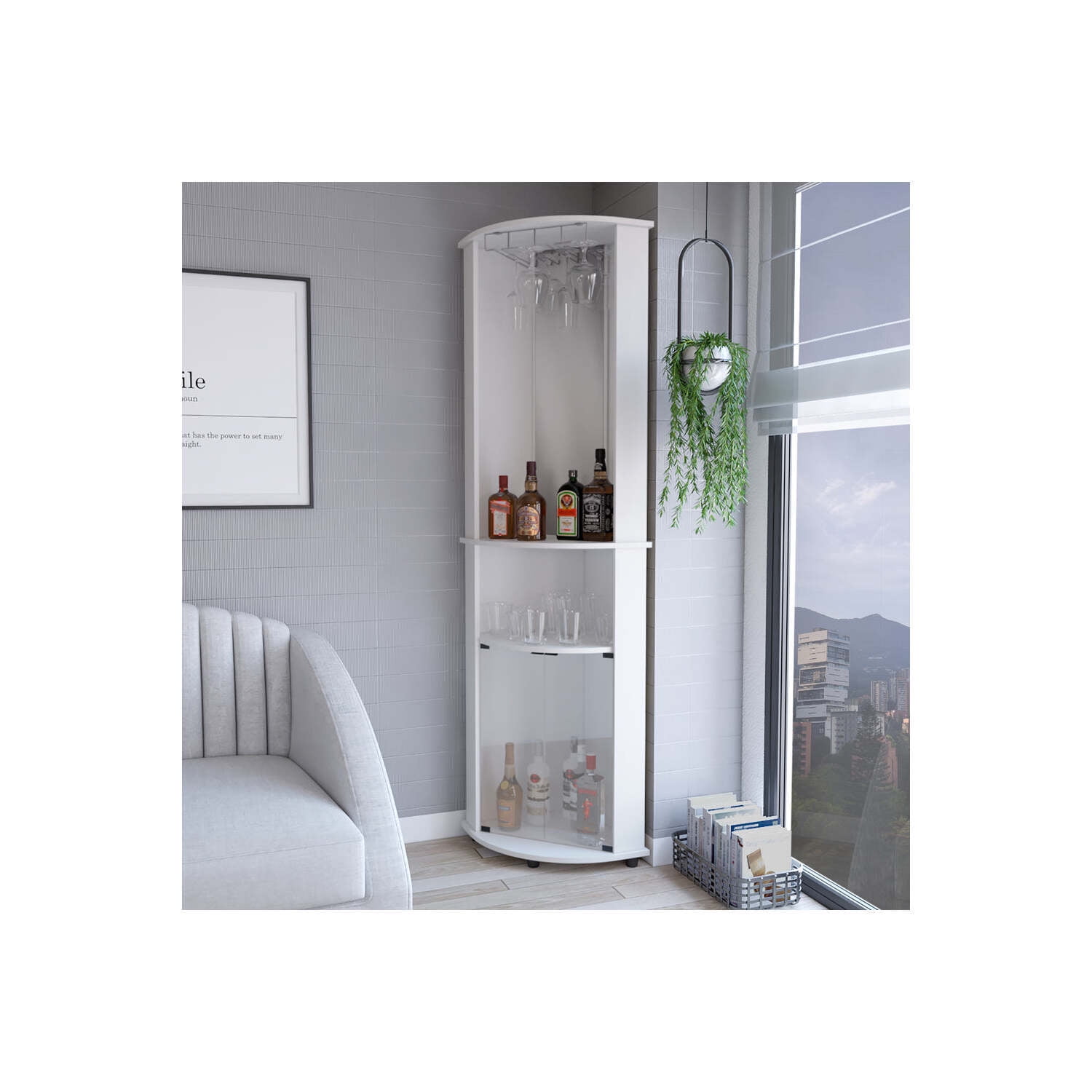 TREEVOL FURNITURE Corner Bar Cabinet Rialto - Walmart.com