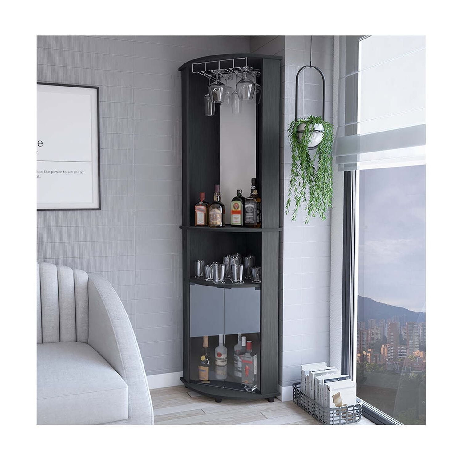 TREEVOL FURNITURE Corner Bar Cabinet Rialto - Walmart.com