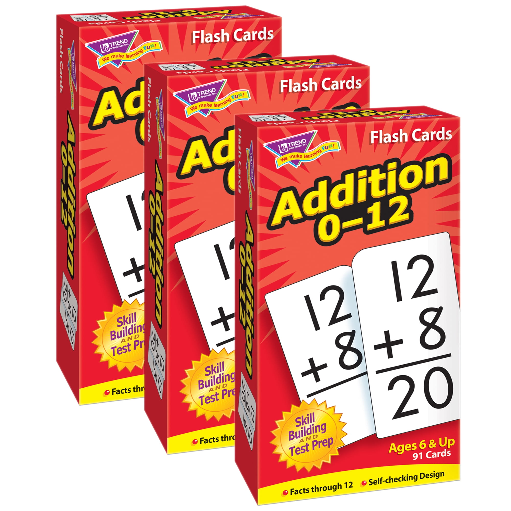 TREND Addition 0-12 Skill Drill Flash Cards, Pack of 3 - Walmart.com