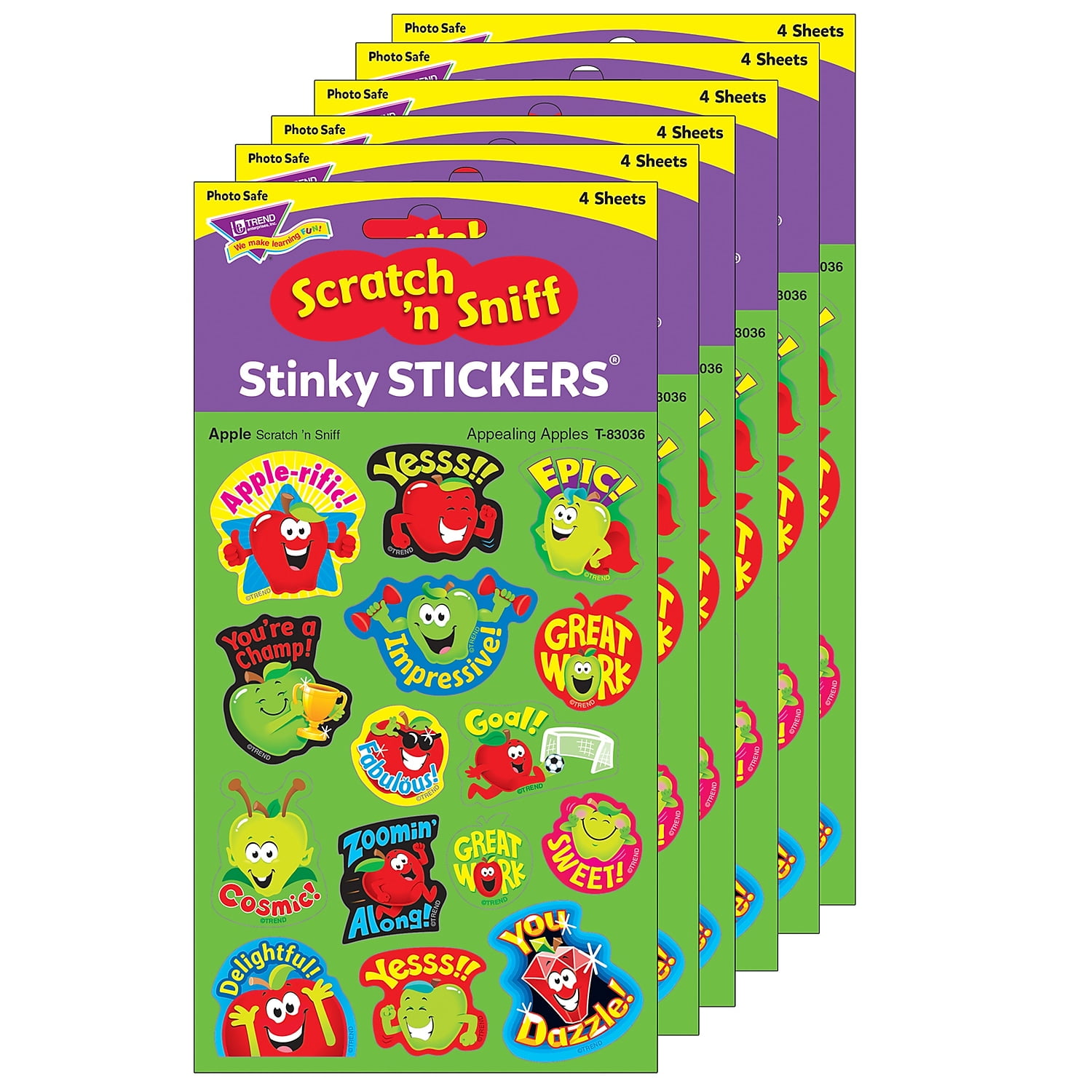 TREND Appealing Apples/Apple Mixed Shapes Stinky Stickers, 60 Per Pack ...