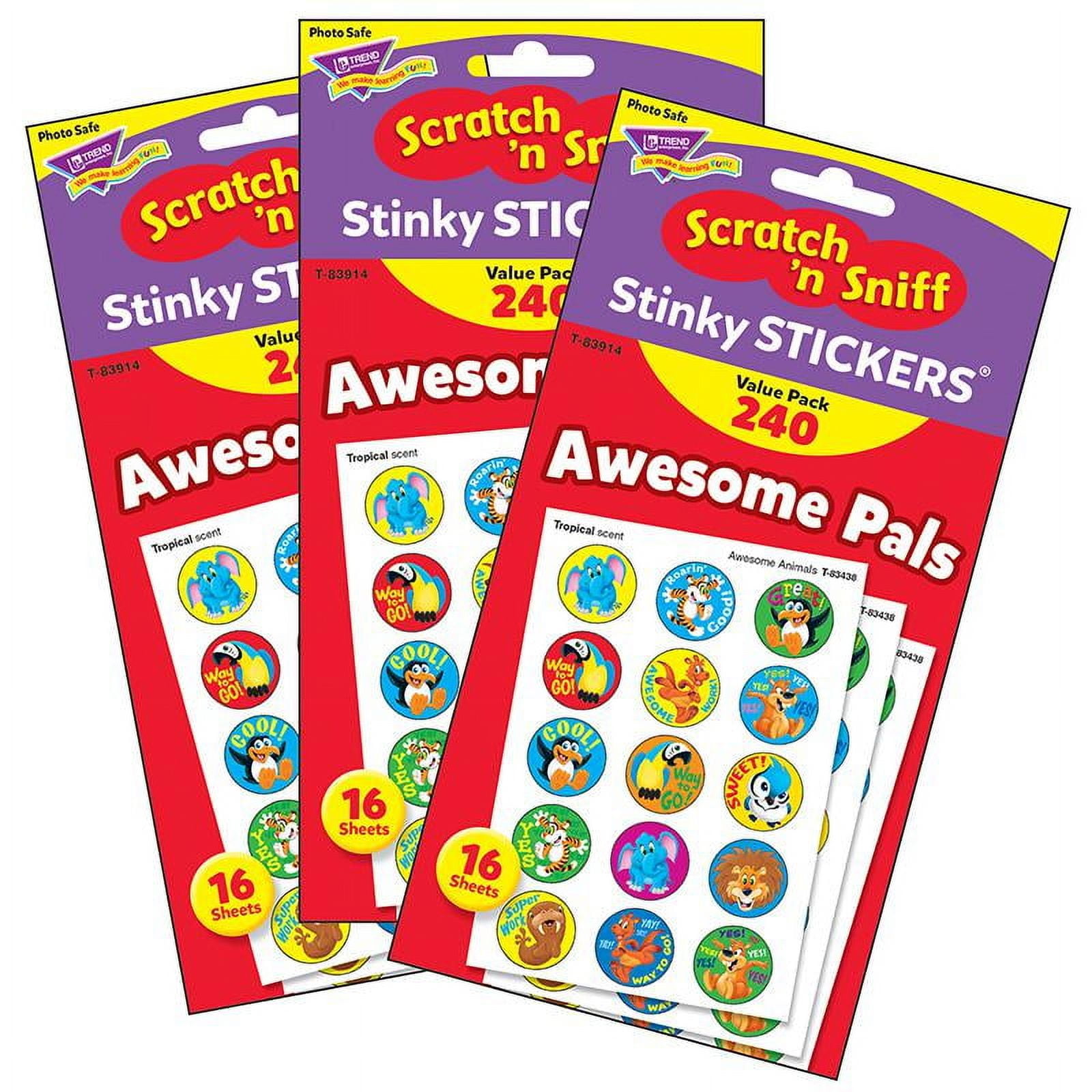 TREND Awesome Pals Stinky Stickers Value Pack, 240 Per Pack, 3 Packs ...
